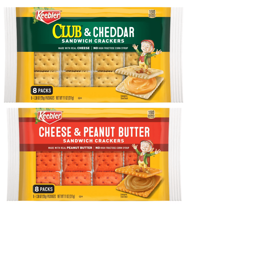Keebler Cheese and Peanut Butter Sandwich Crackers, 11 oz&Keebler Club ...