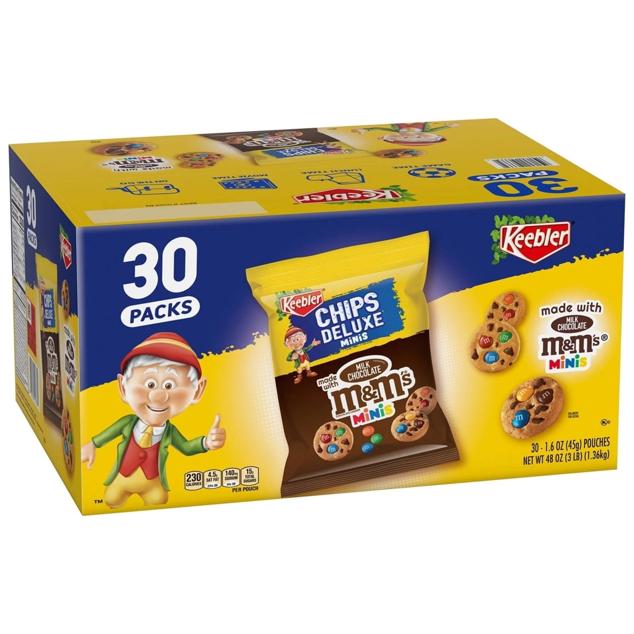 Keebler Chips Deluxe M&M Minis Cookies, Bite-Size, Individually Wrapped ...