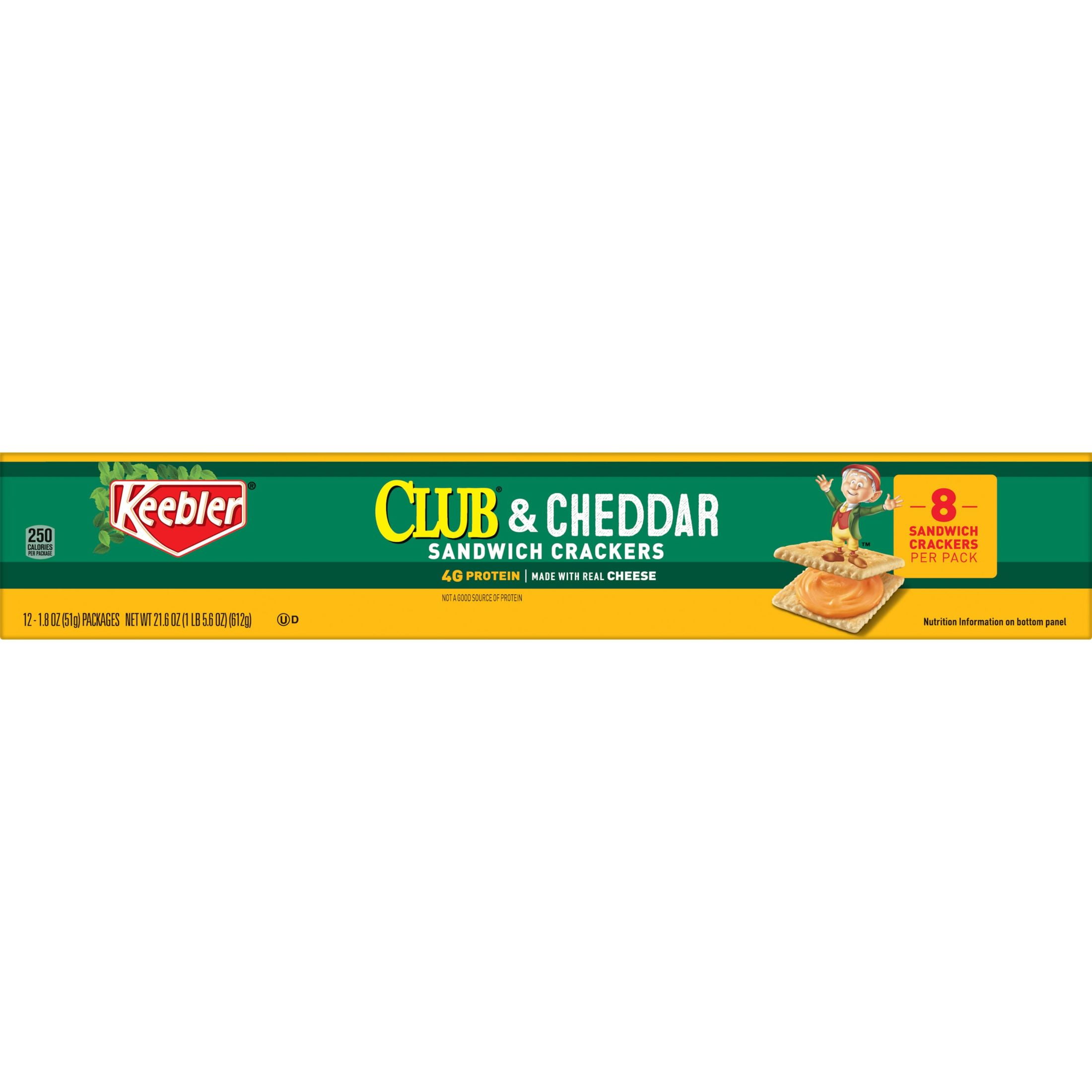 Keebler Club and Cheddar Sandwich Crackers, Single Serve Snack Crackers ...