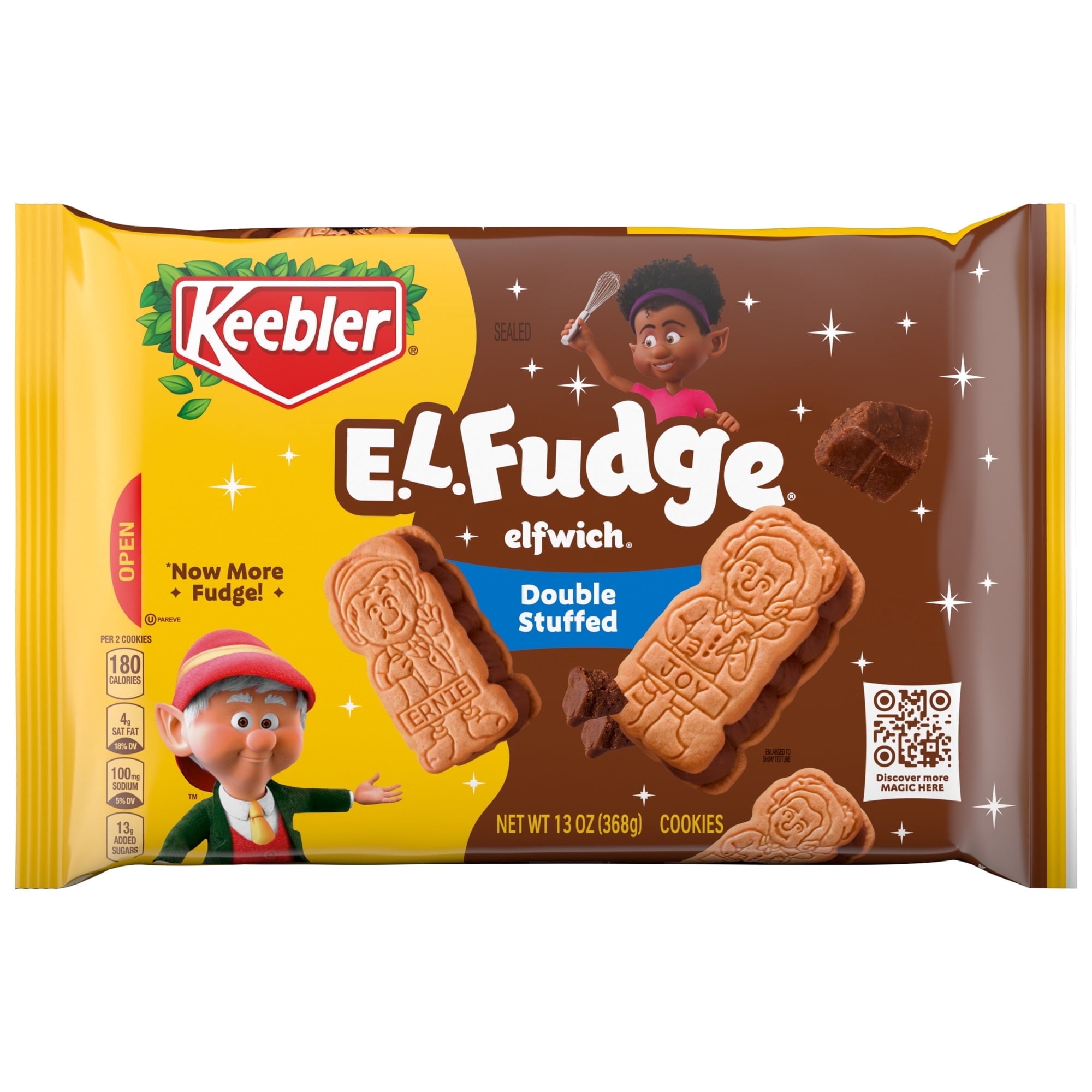 4 Pack- Keebler E.L. Fudge Double Stuffed Elfwich Cookies, Sandwich ...