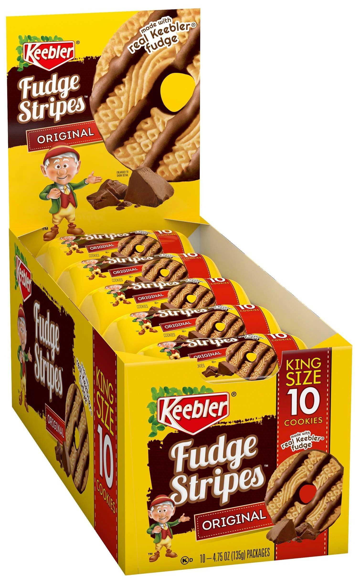 Keebler Fudge Stripes King Size Cookies, Chocolate Fudge Shortbread ...