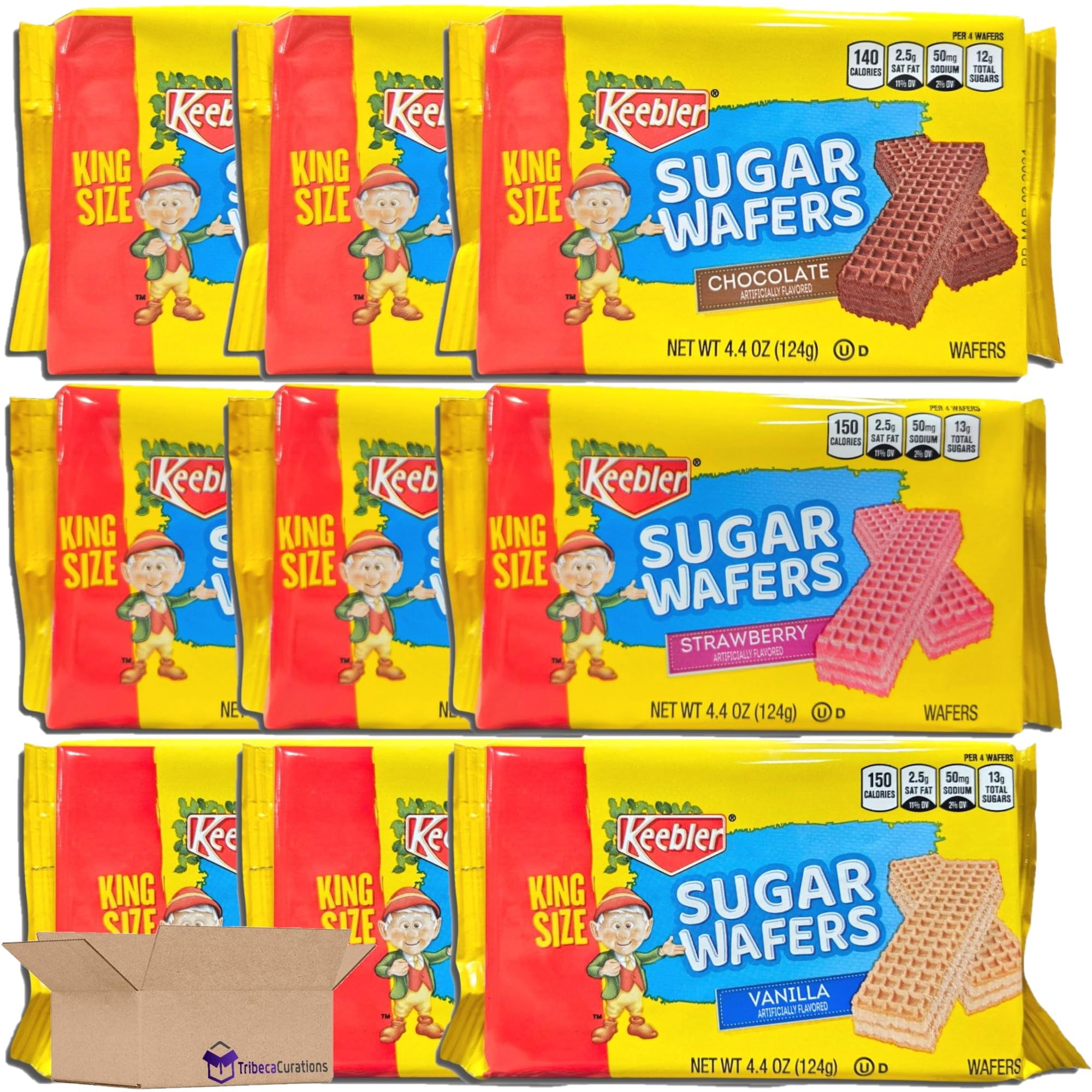 Keebler King Size Sugar Wafer Variety Pack | Chocolate, Strawberry ...