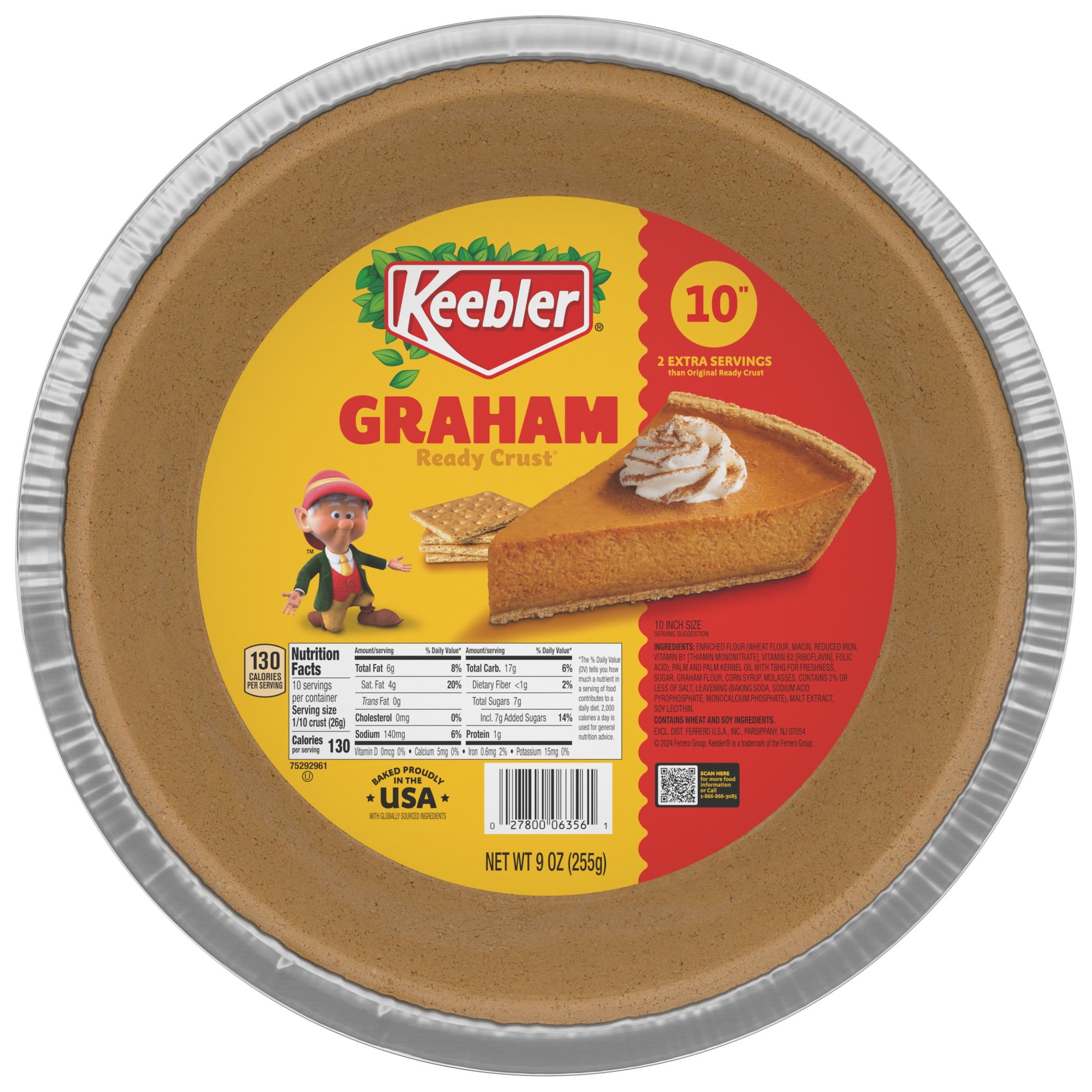 Keebler Ready Crust 10-Inch Graham Cracker Pie Crust, Premade Pie Crust ...