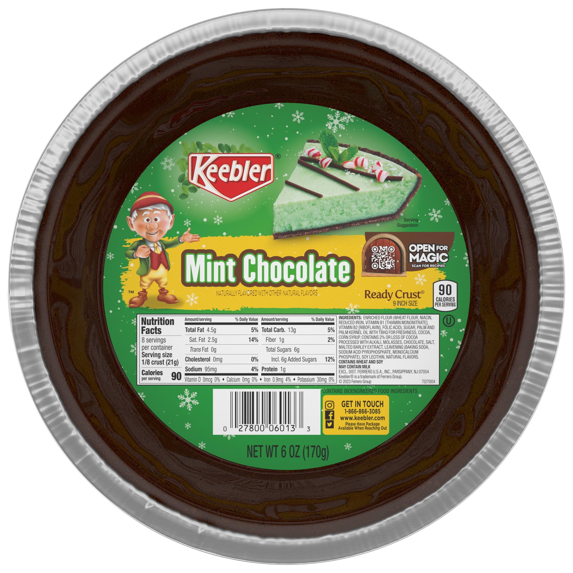 Keebler Ready Crust 9-Inch Chocolate Mint Pie Crust, Premade Pie Crust ...