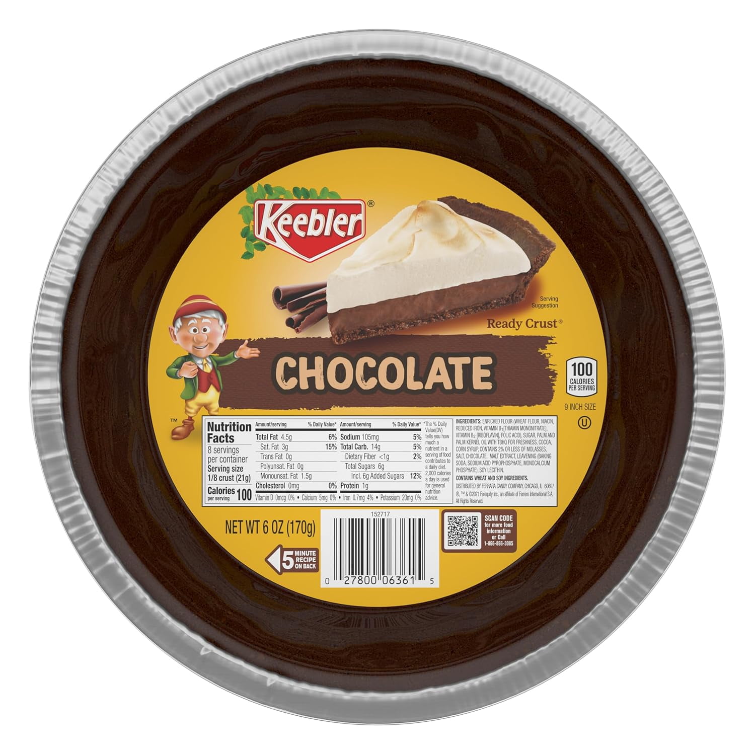 Keebler Ready Crust 9-Inch Chocolate Pie Crusts, Premade Pie Crusts For ...