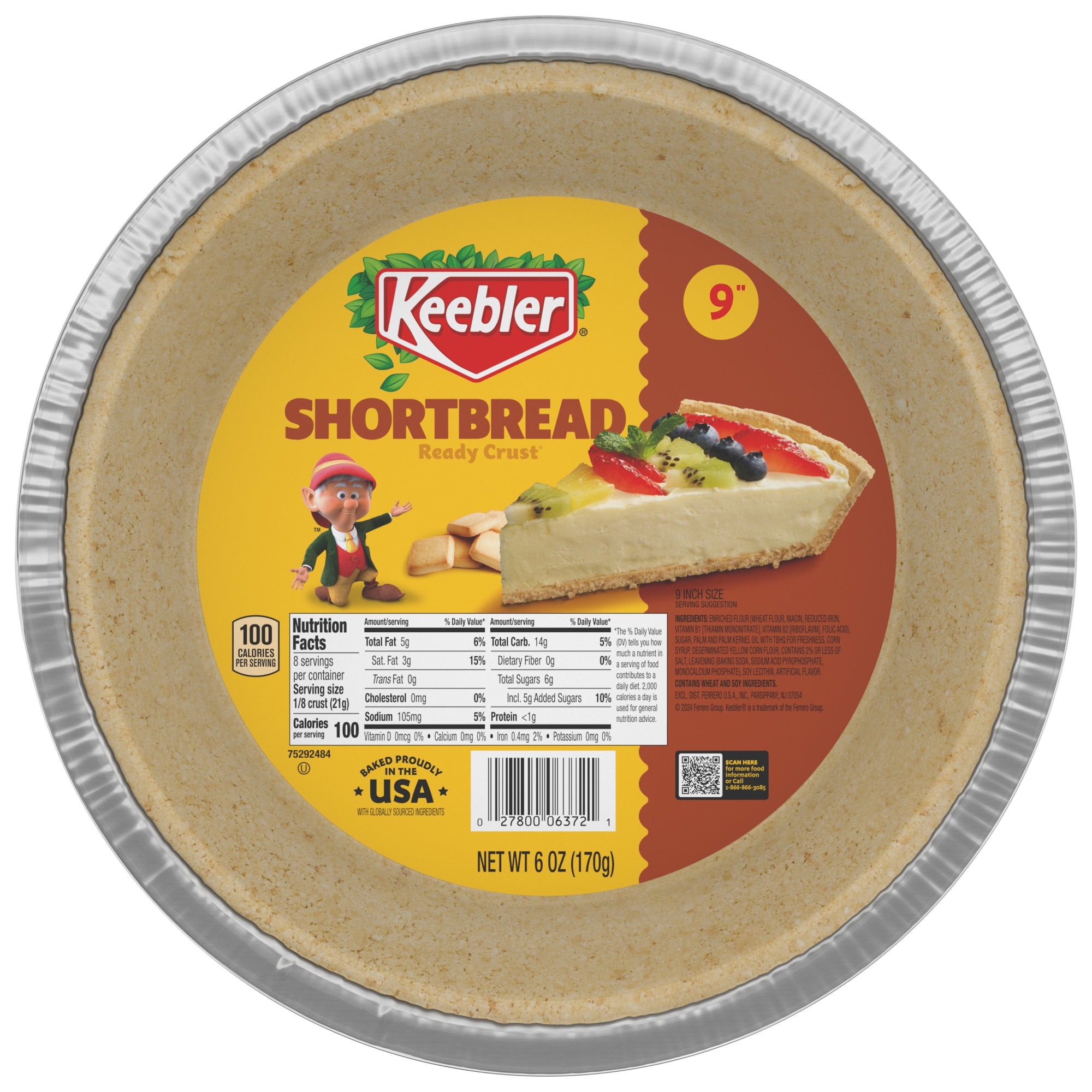 Keebler Ready-Made Shortbread Pie Crust, 9 inch Tin for Tarts and Pies ...