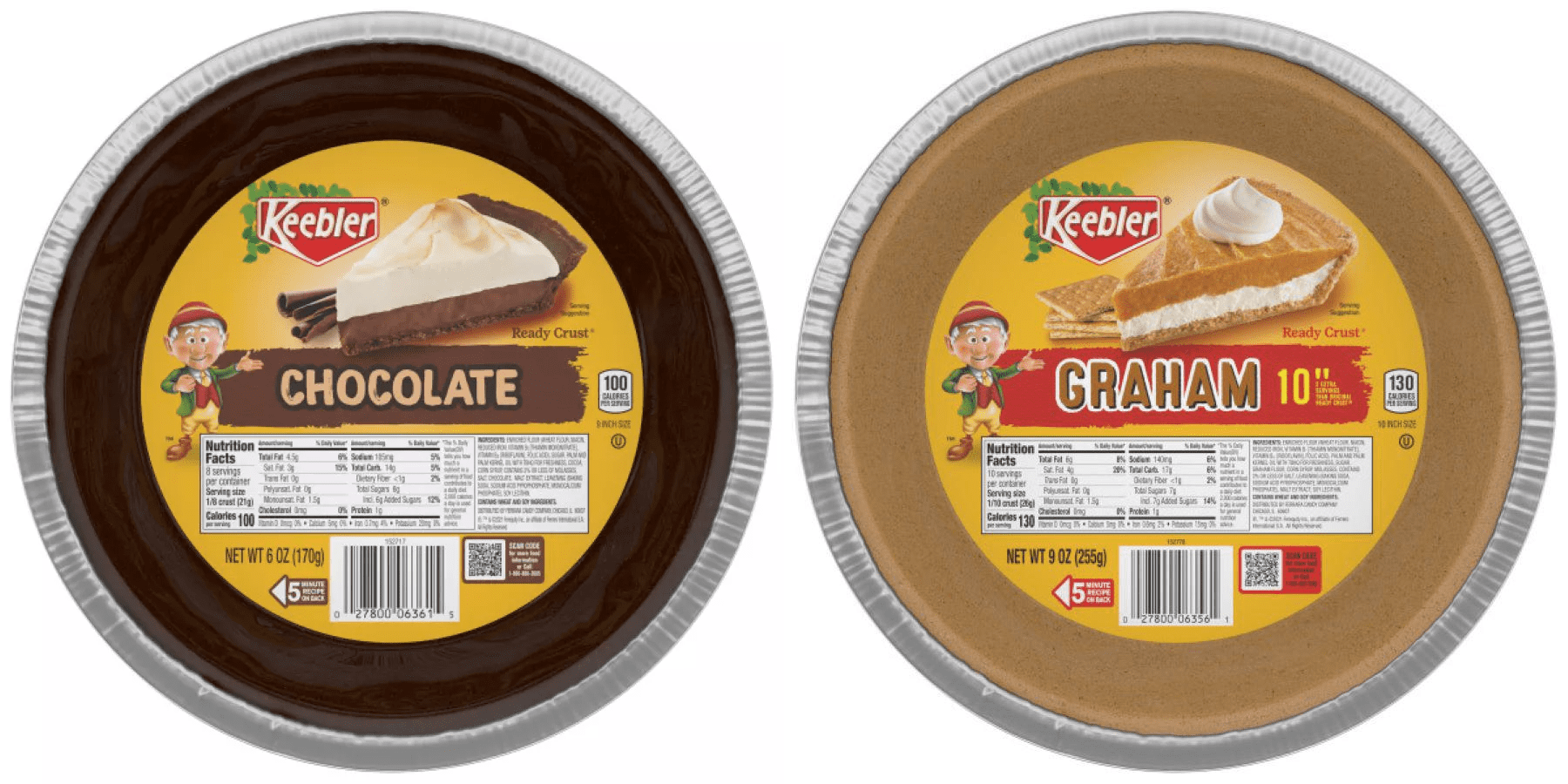 Keebler Reduced Fat 9" Graham Cracker Pie Crust, 6 oz&Keebler 9 ...