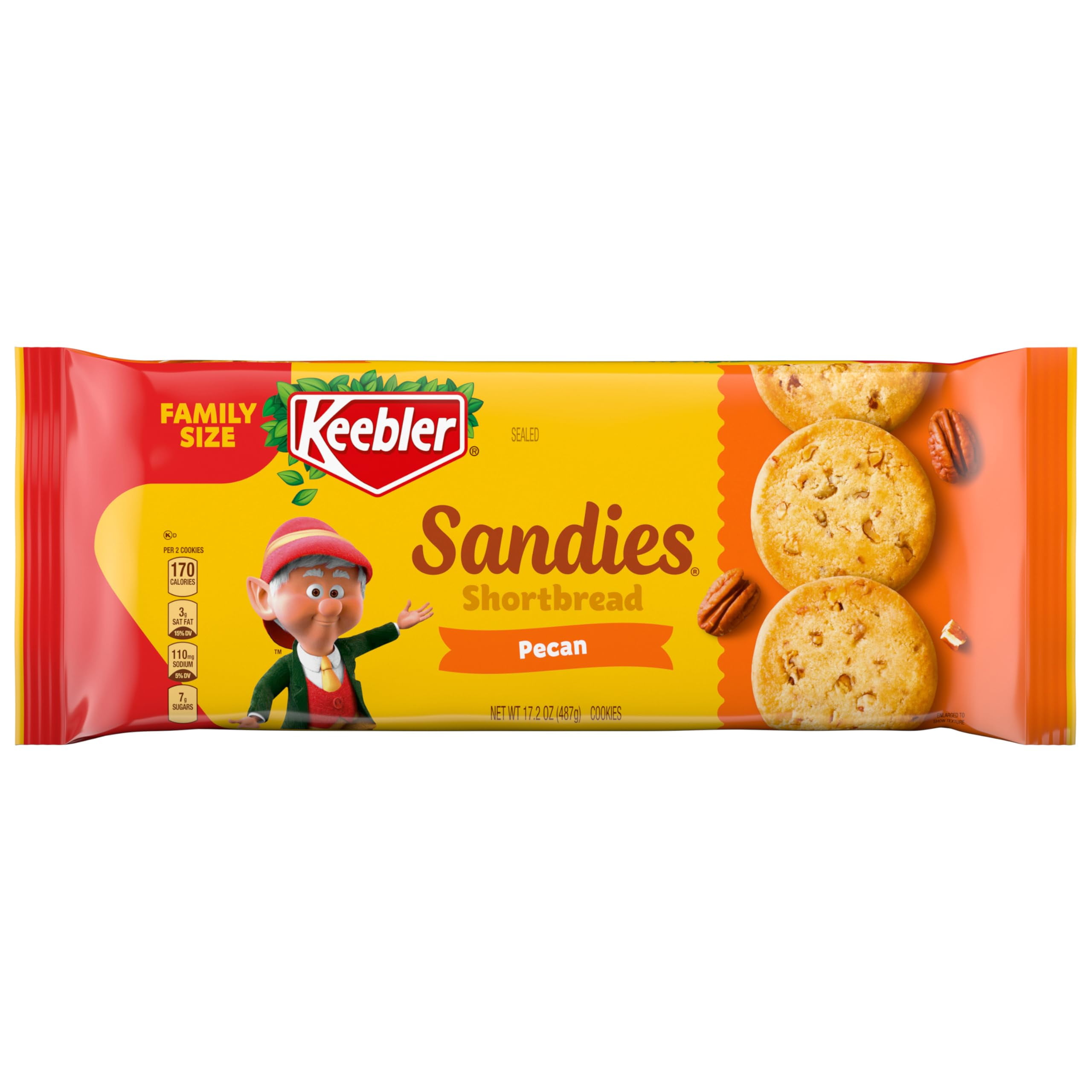 Keebler Sandies Shortbread Cookies, Pecan, Family Size, 17.2 Oz ...