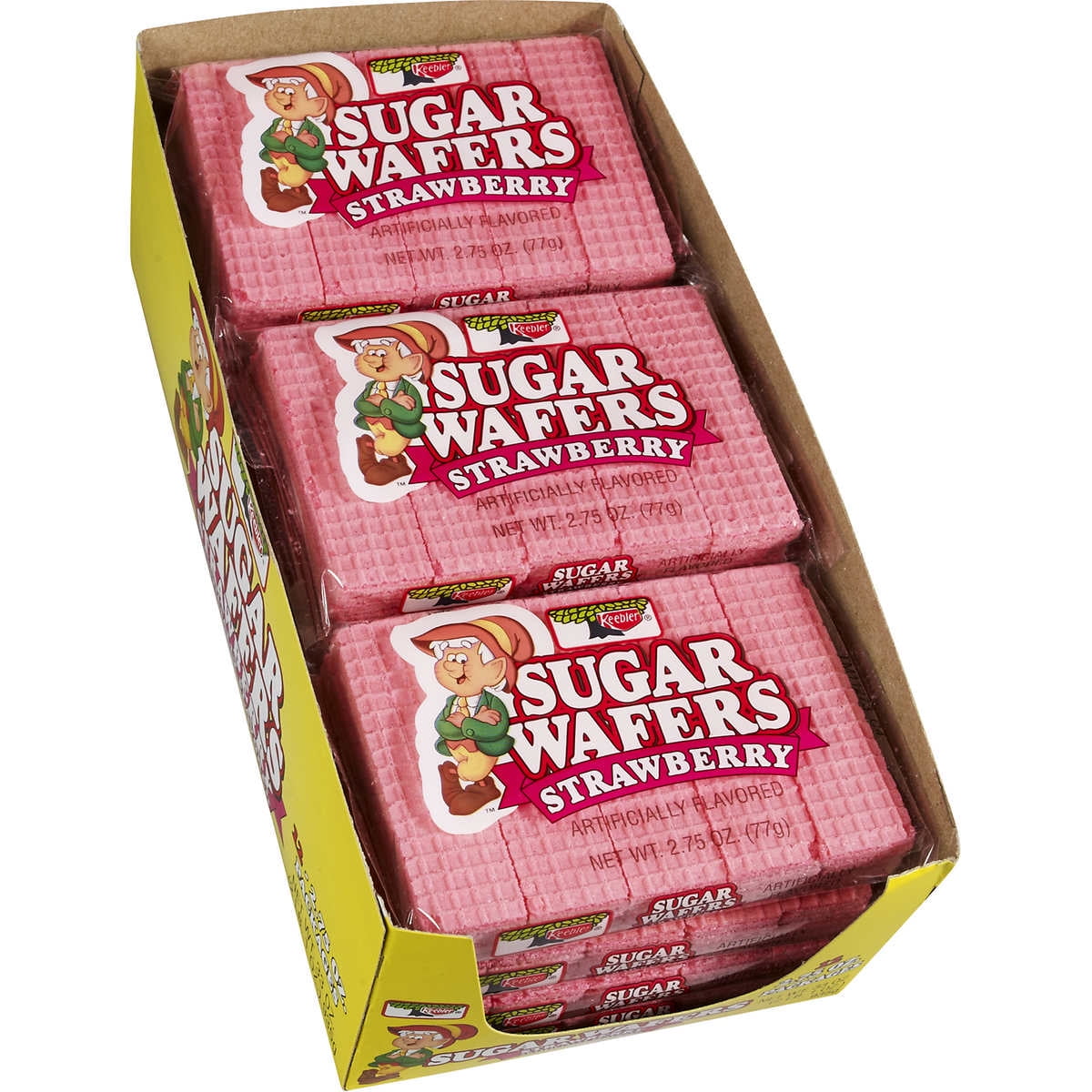 Keebler Strawberry Sugar Wafers, 2.75 oz Packs, 12 Count Box, Snack ...