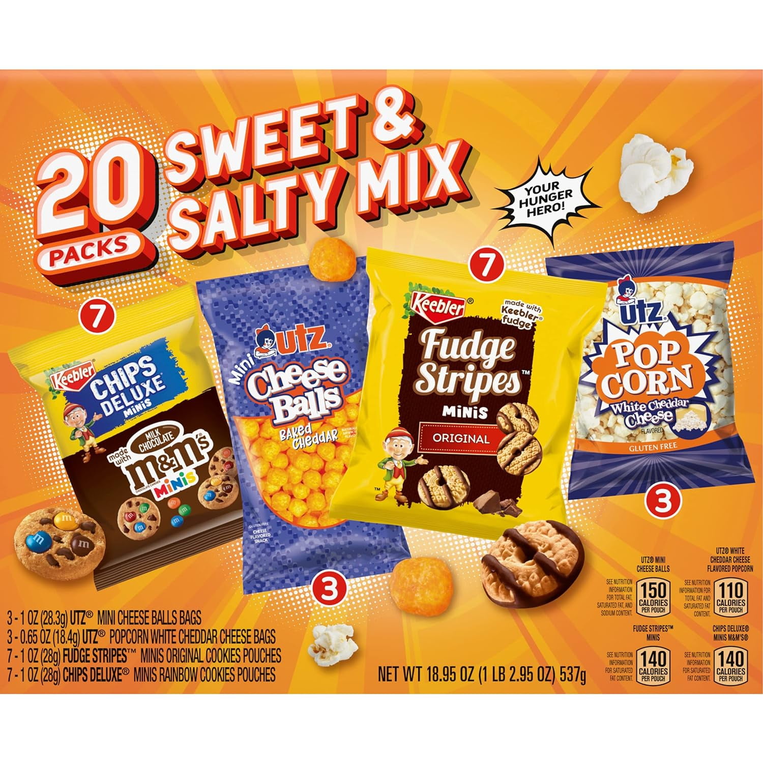 Keebler Sweet and Salty Snack Mix, Variety Pack, 20 Count, 18.95 oz Box ...
