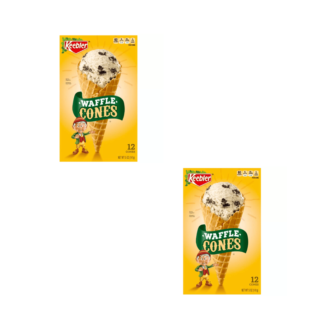 Keebler Waffle Cones 12 ct pack of 2 - Waffle Ice Cream Cones, Crispy ...