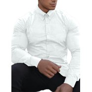 BUYJYA Men's Muscle Dress Shirts Casual Button Down Long Sleeve Elasticity Athletic Fit Wrinkle ...