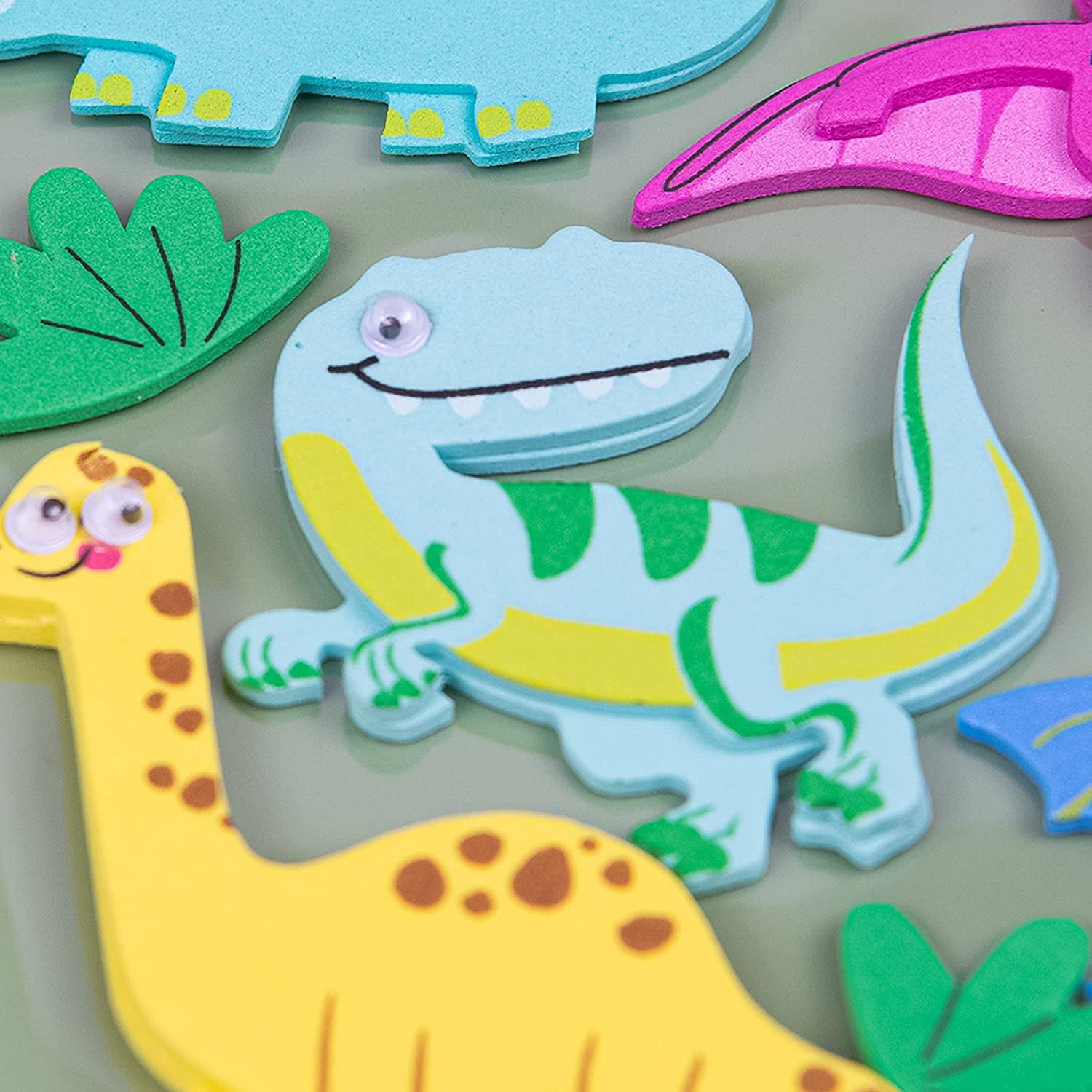 Keedle Doodle 3D Foam Googly Eye Dinosaur Stickers – 5 Sheets with 55 Self Adhesive Stickers ...