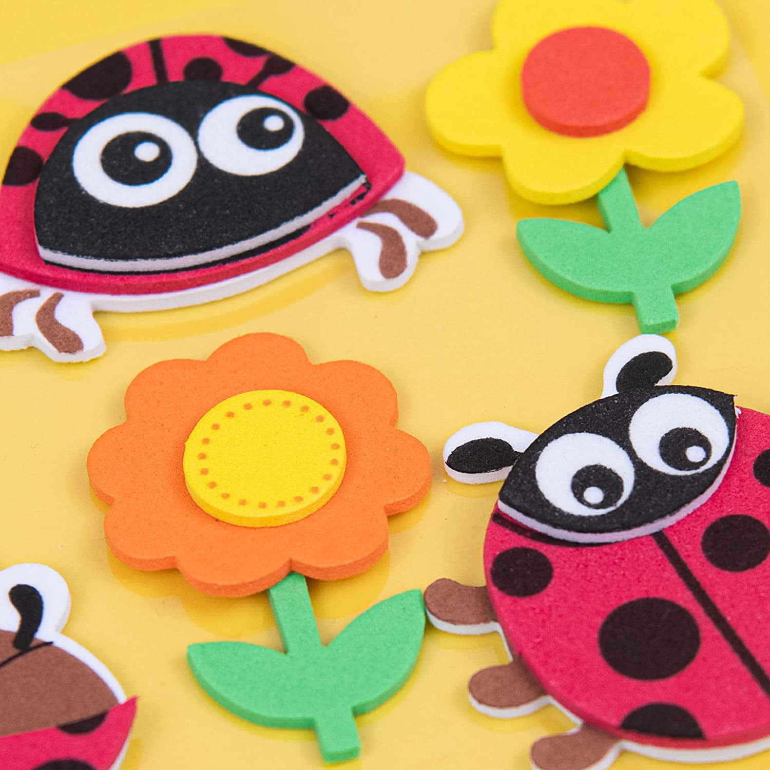 Keedle Doodle 3D Foam Ladybug and Bee Stickers – 6 Sheets with 69 Self ...