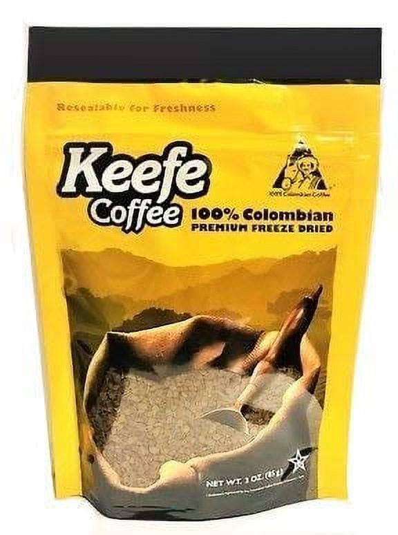 Keefe Coffee, 100% Colombian Freeze Dried Coffee, Premium 3oz Sealed ...