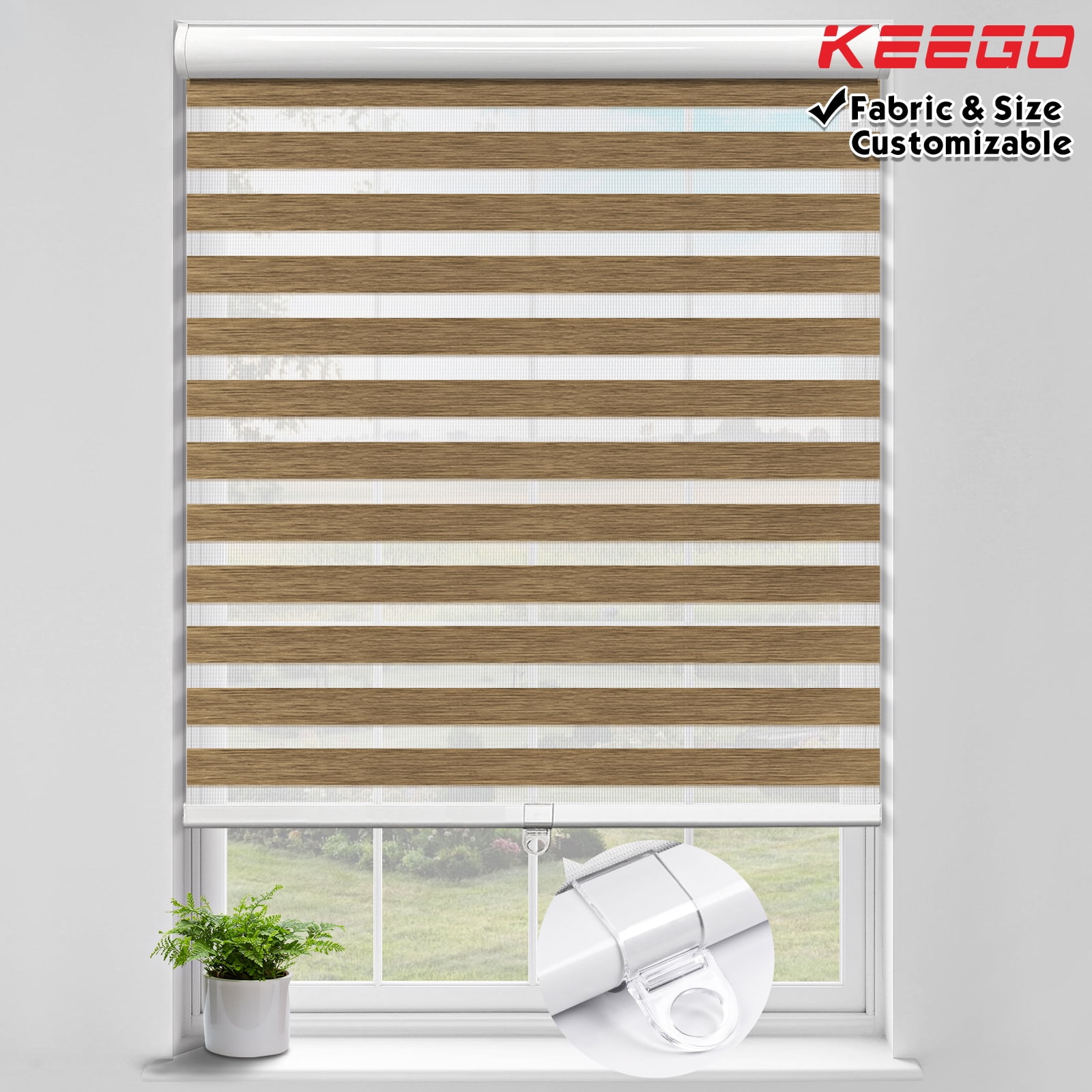 Keego 85% Blackout Cordless Zebra Shades Light Filtering Roller Shade ...