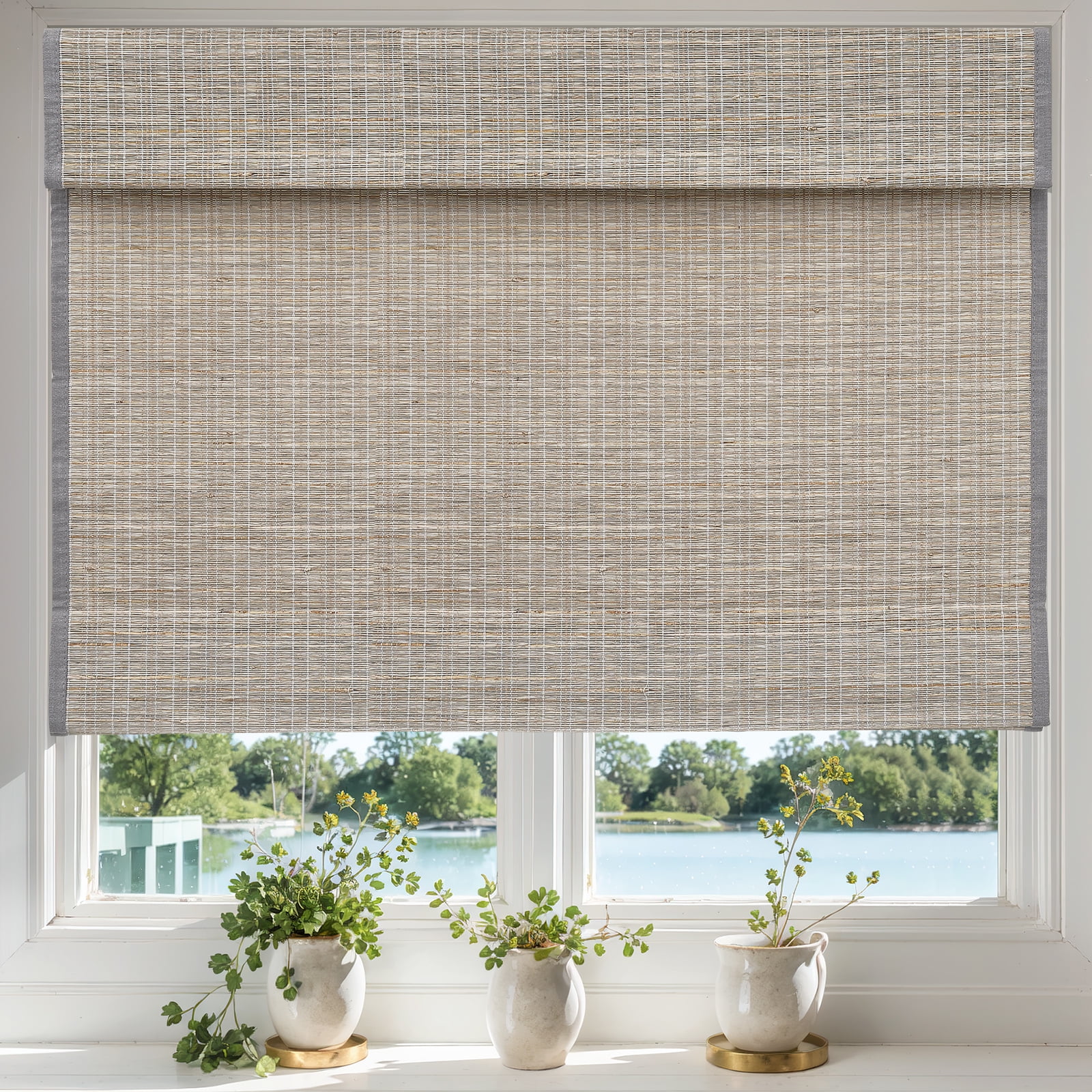 Keego Cordless Custom Roman Shades for Windows Natural Fabric Roman ...