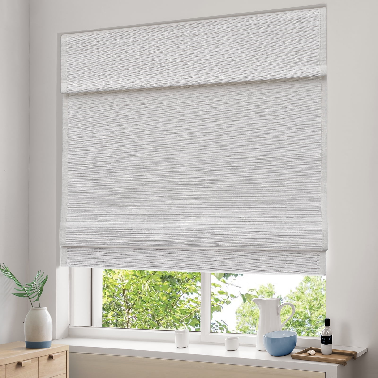 Keego Cordless Custom Roman Shades for Windows Natural Fabric Roman ...