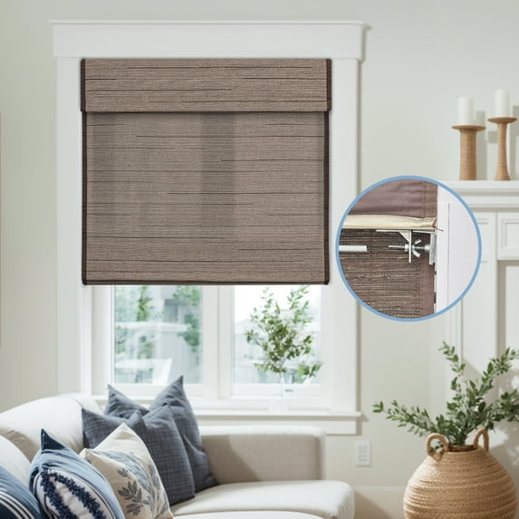 Keego No Drill No Tools Roman Shades for Windows Cordless Blackout ...