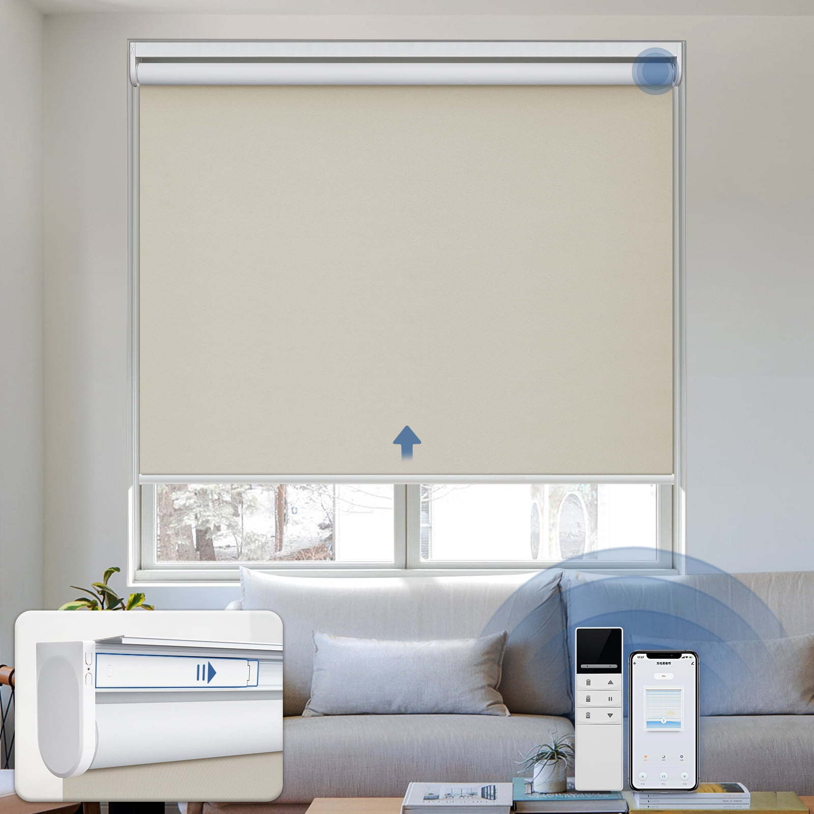 Keego Motorized Blinds with Remote Control Rechargeable Battery ...