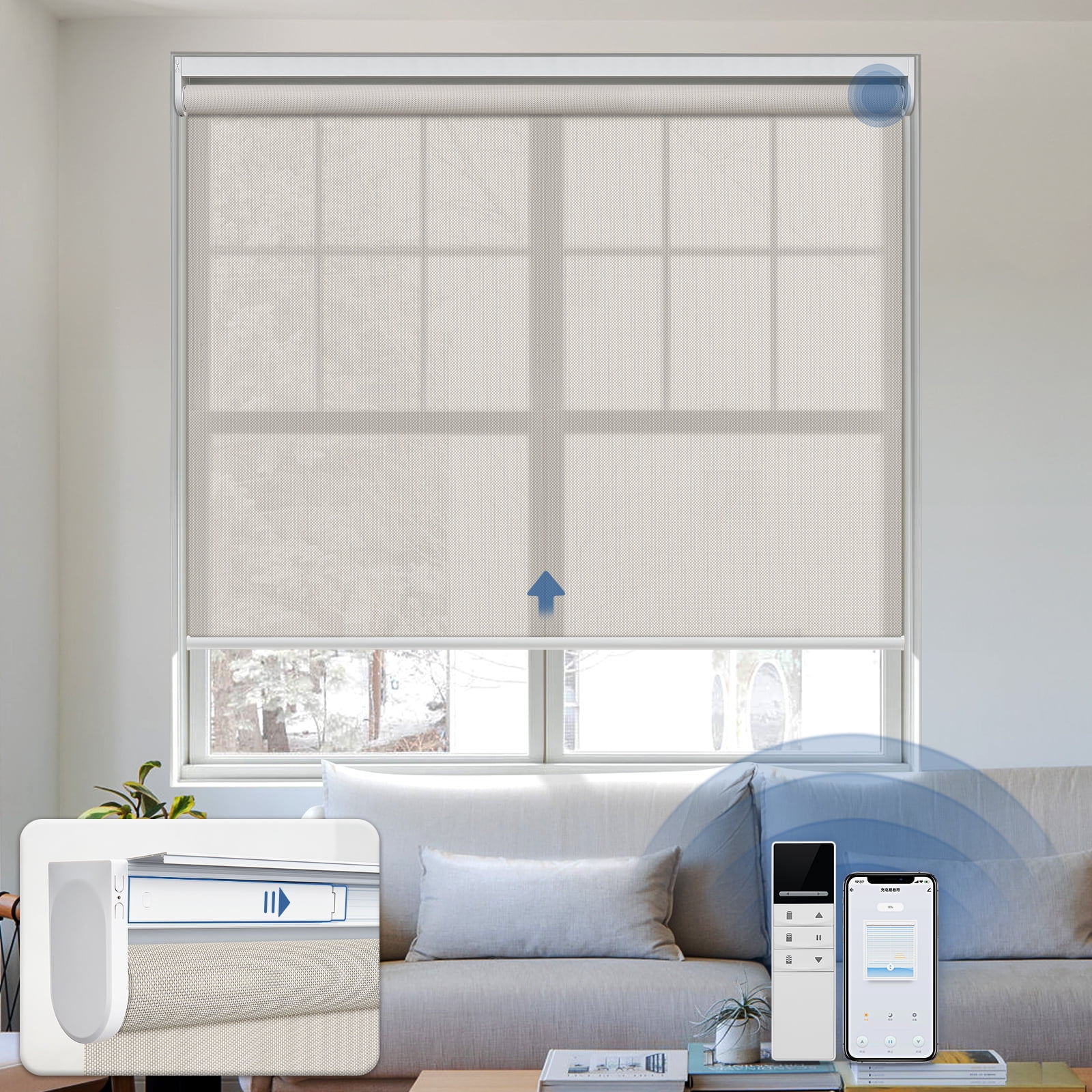 Keego Motorized Blinds with Remote Control Rechargeable Battery ...