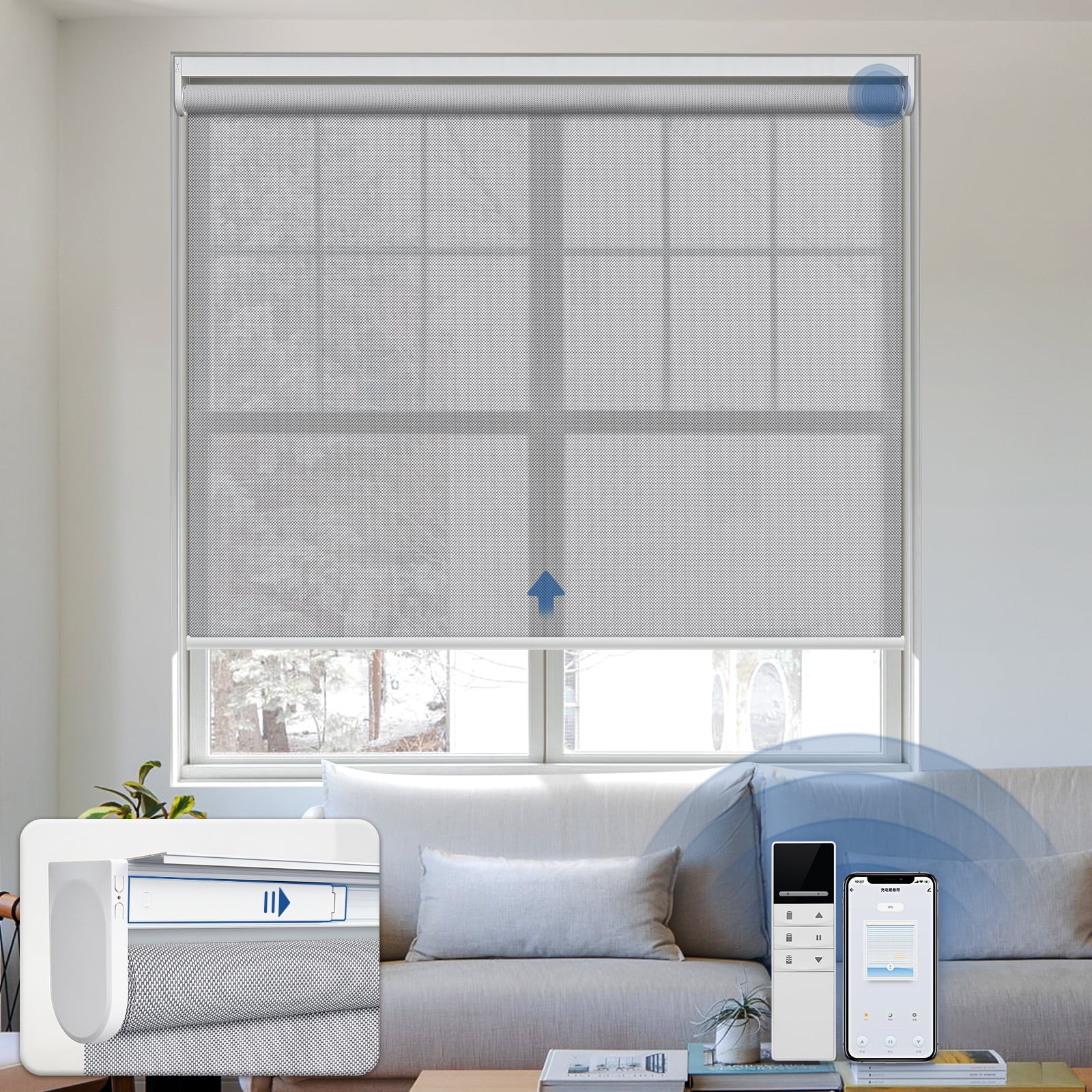 Keego Motorized Blinds with Remote Control Rechargeable Battery ...