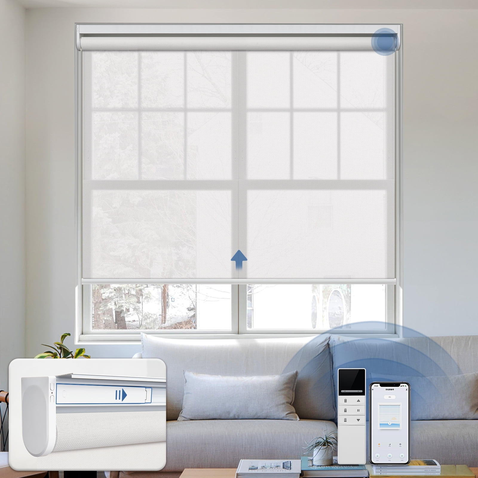Keego Motorized Blinds with Remote Control Rechargeable Battery ...