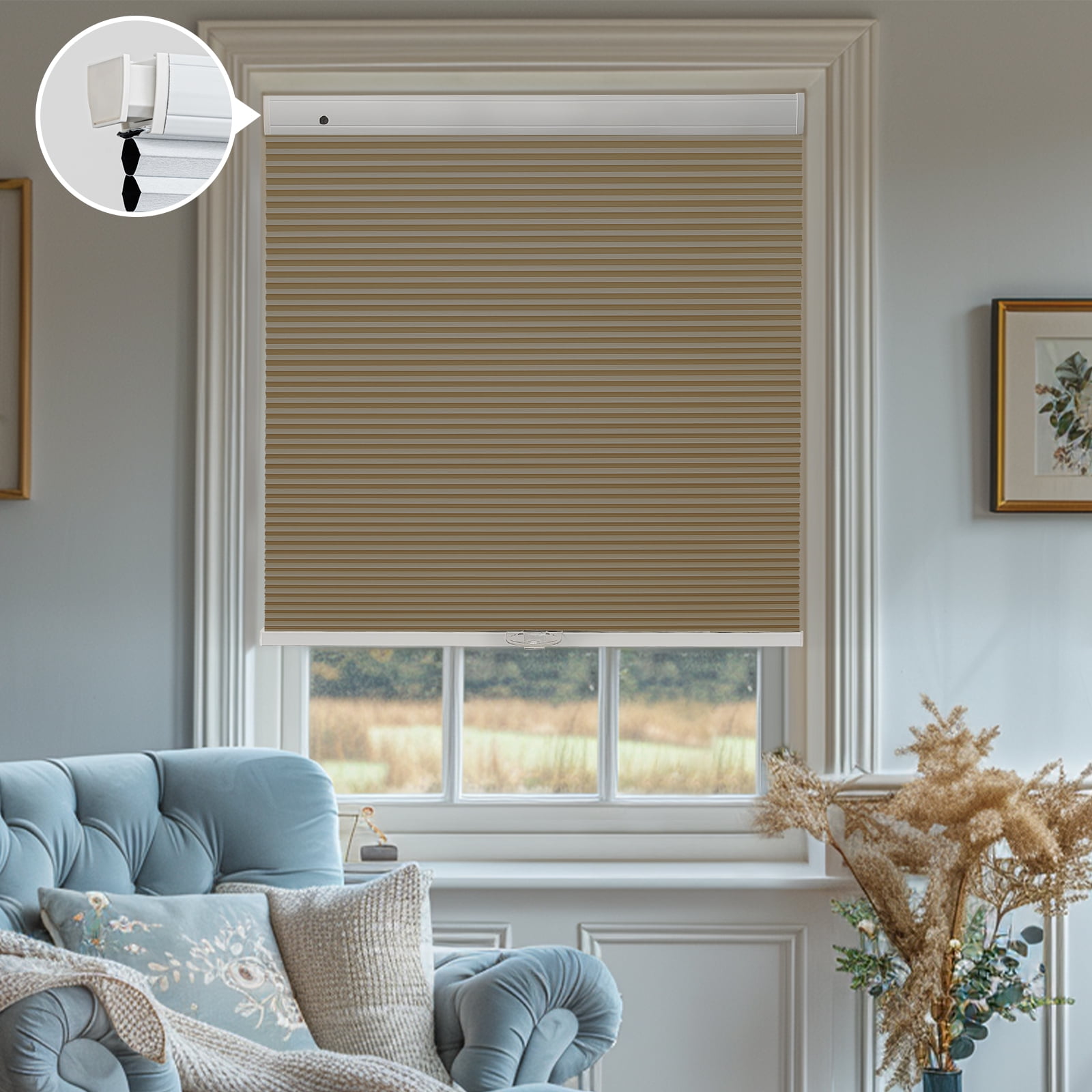 Keego New Upgraded No Drill Cordless Cellular Shades Blackout Honeycomb ...