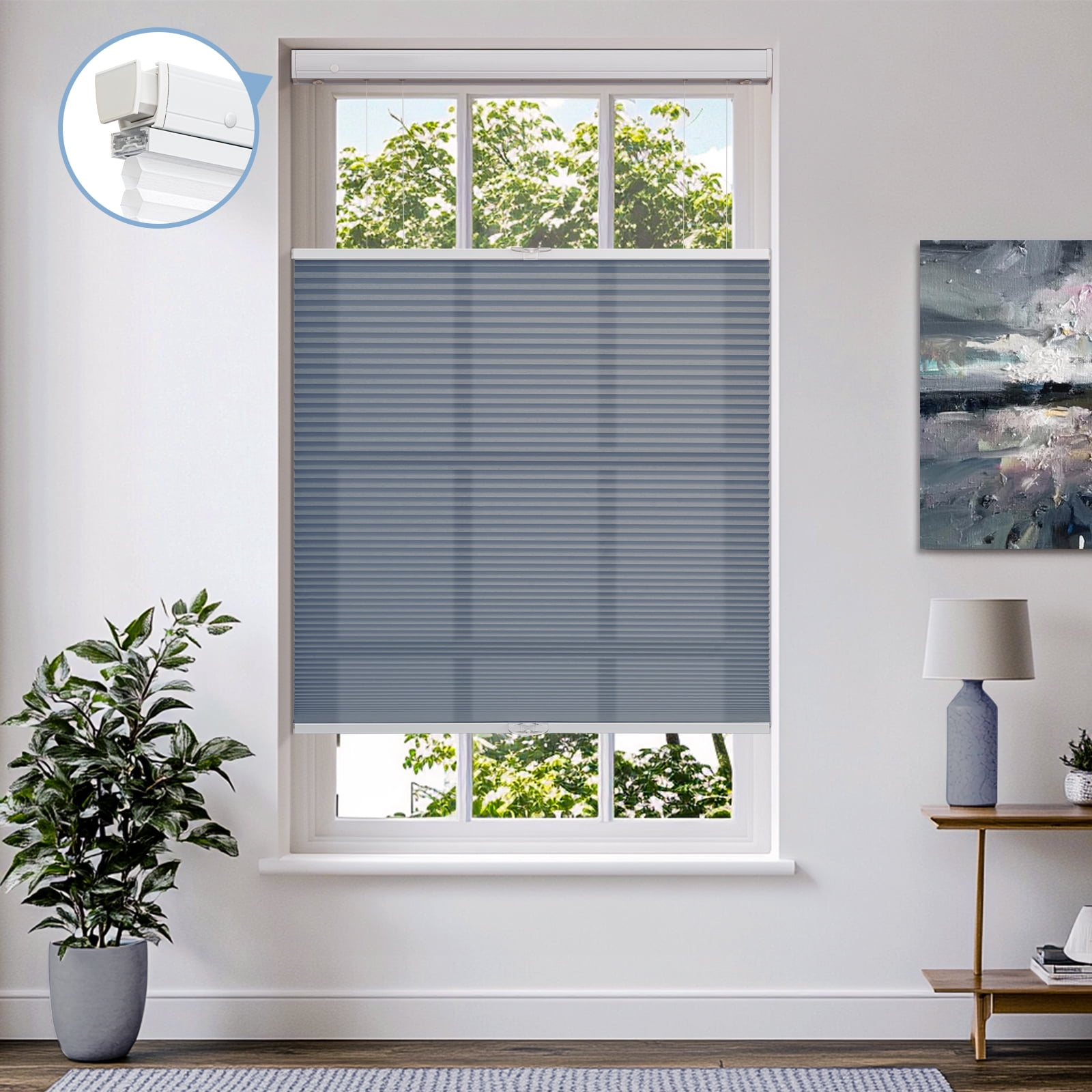 Keego New Upgraded No Drill Cellular Shades Top Down Bottom Up Honeycomb Blinds Cordless Window ...