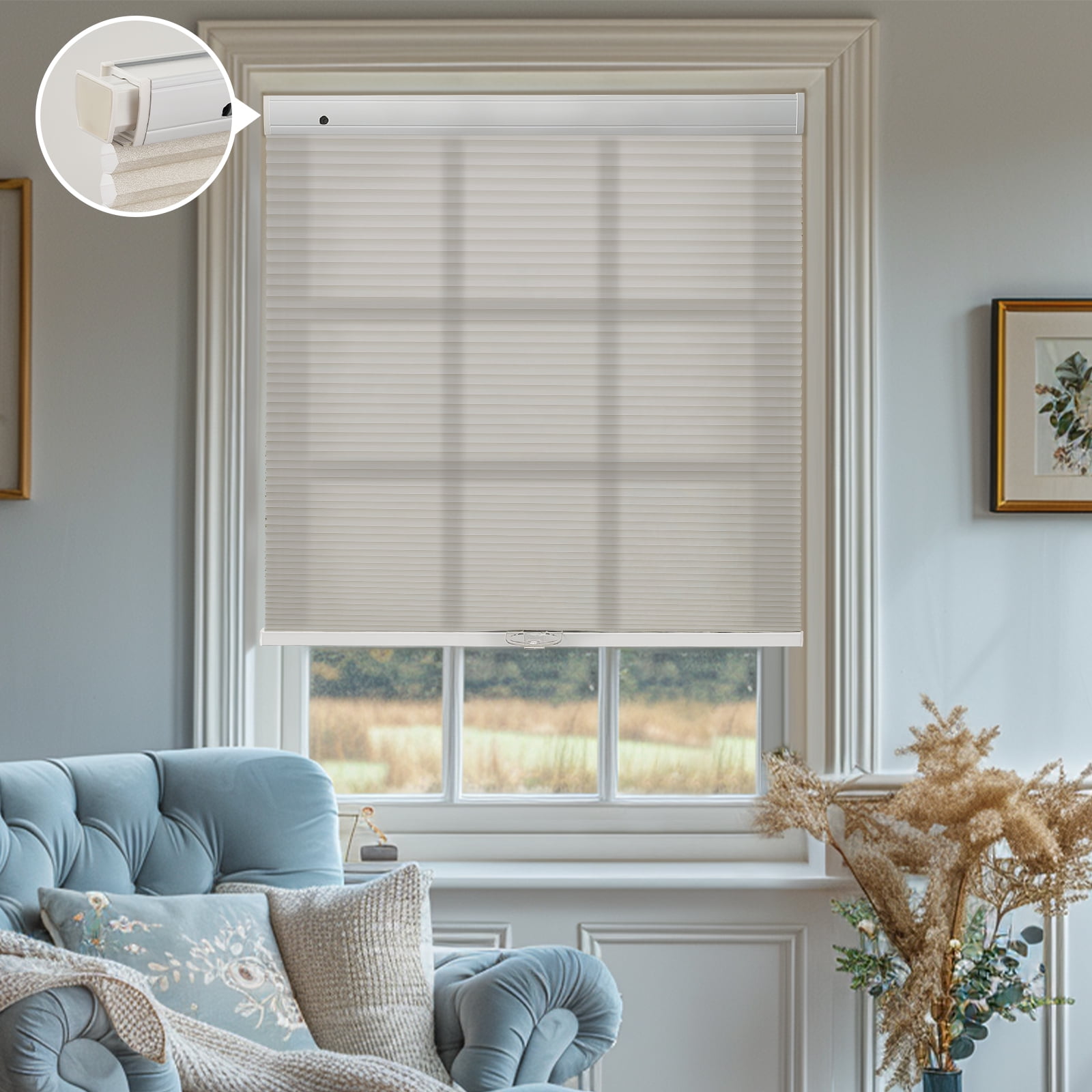 Keego New Upgraded No Drill Cordless Cellular Shades Light Filtering ...