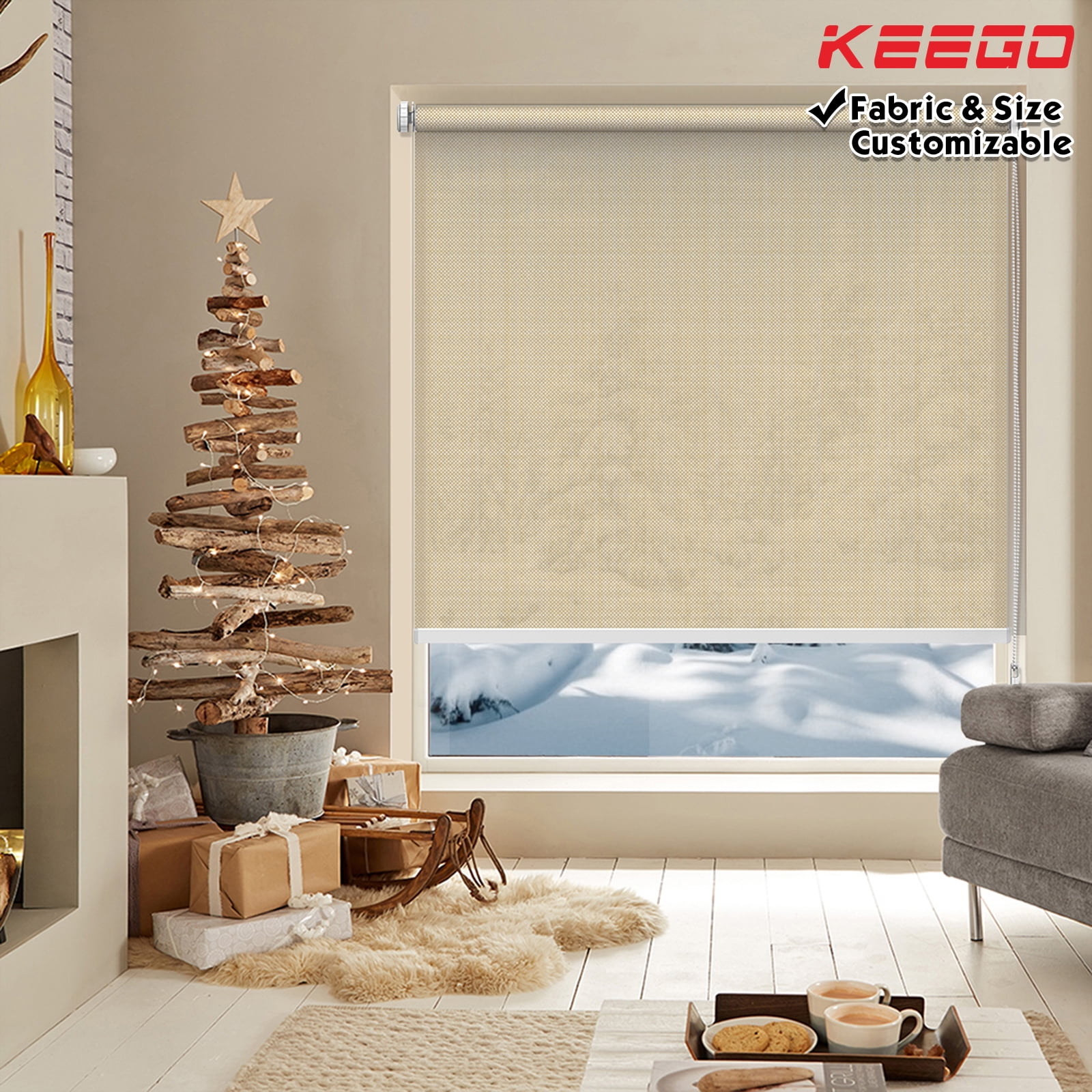 Keego No Drilling Roller Shades for Home Window Blinds Light Filtering ...