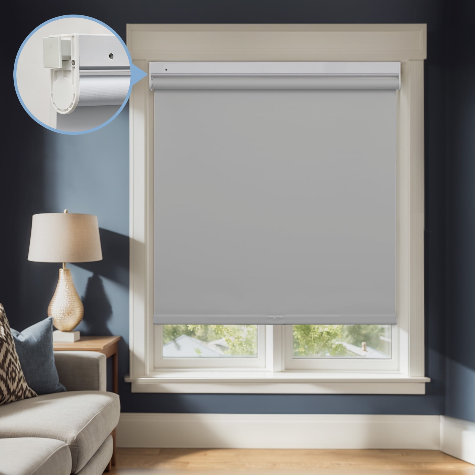 Keego No Tools No Drill Cordless Roller Blinds 100% Blackout Thermal ...