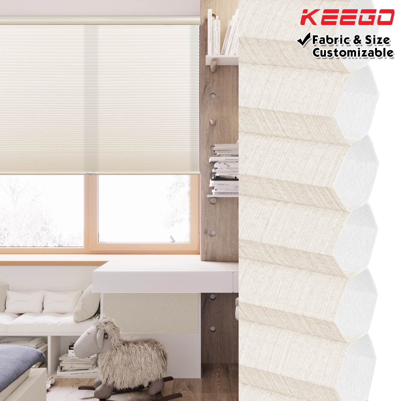 Keego Printed Cordless Celluar Shades Semi Blackout Honeycomb Window ...