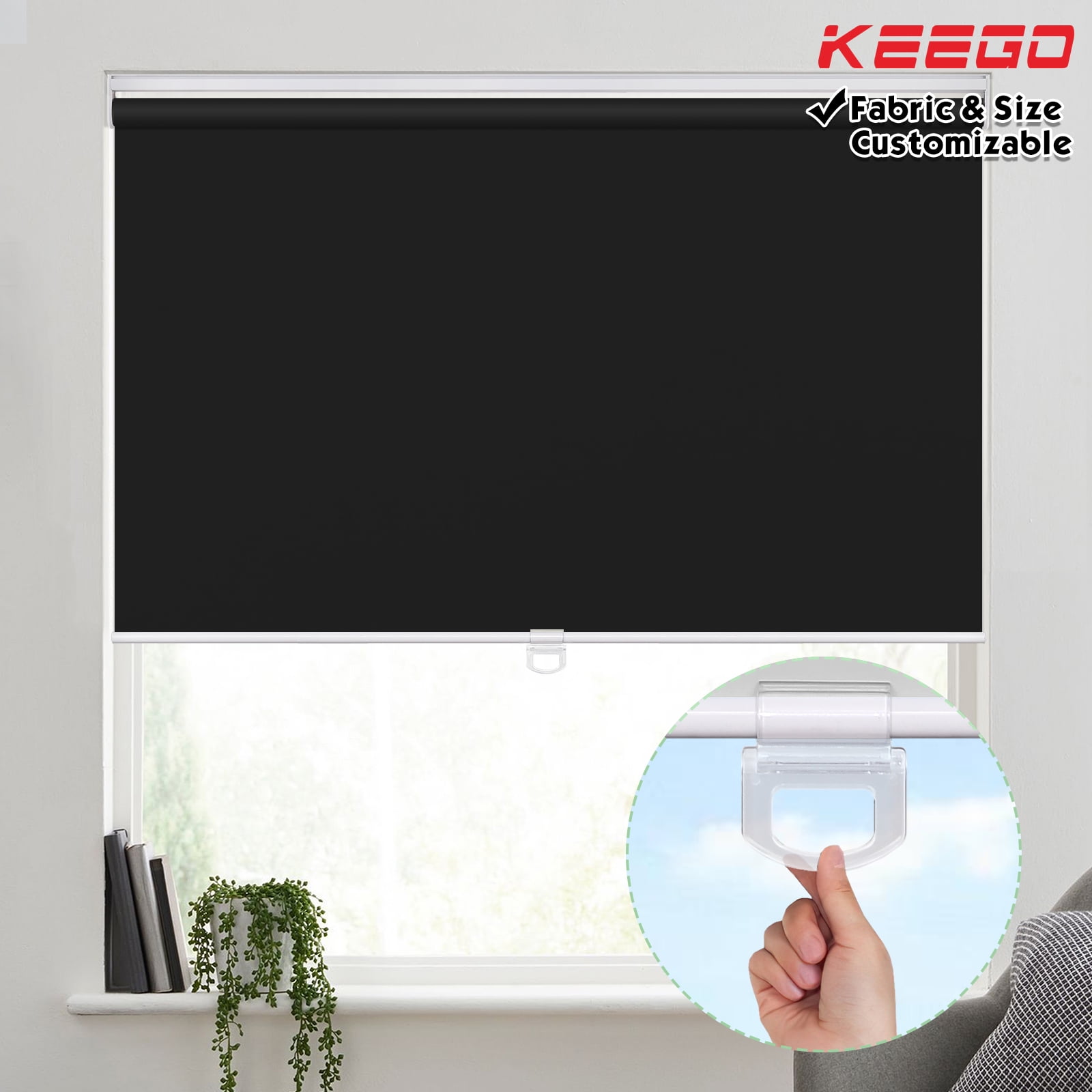 Keego Roller Shades Cordless Blackout Privacy Window Blinds ...