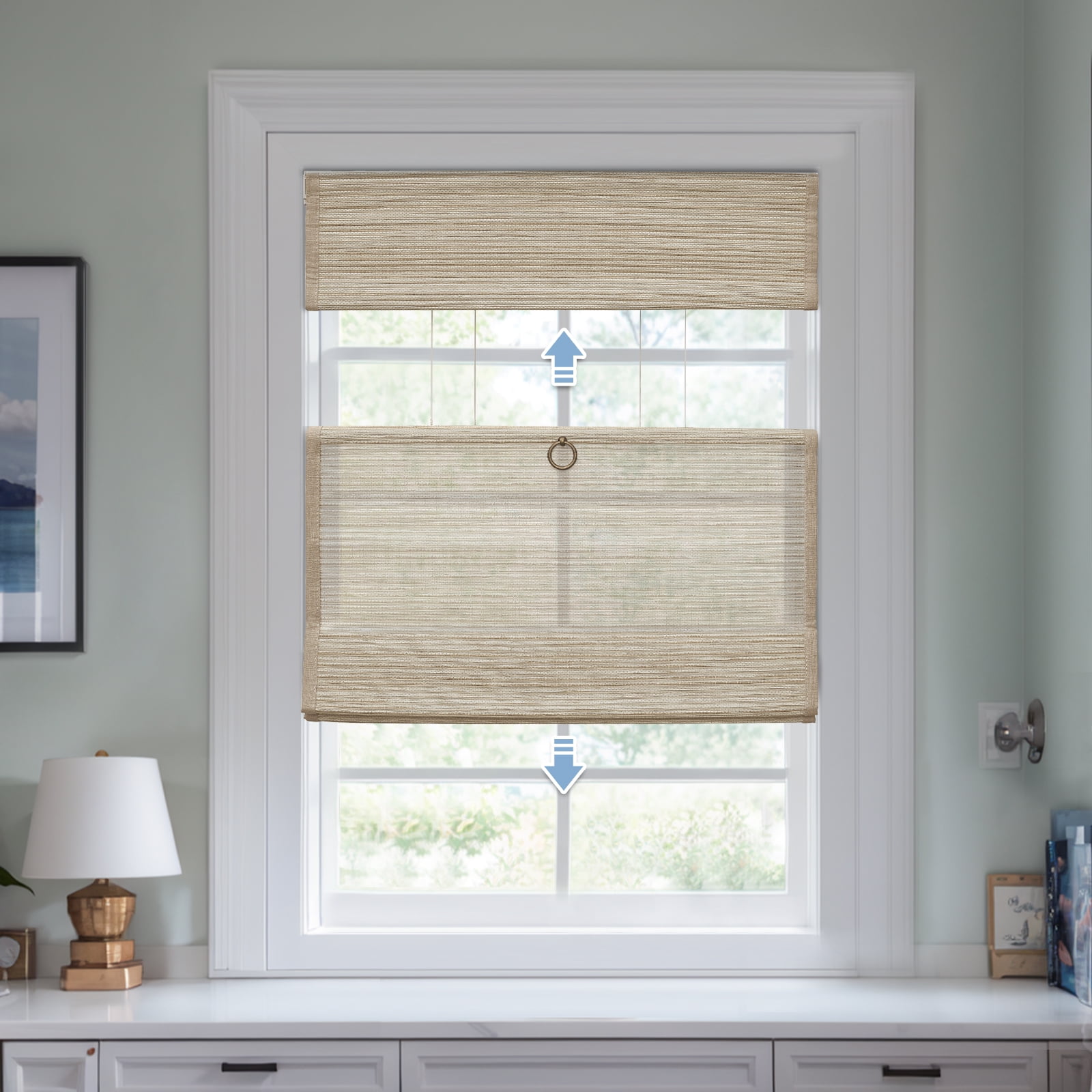 Keego Top Down Bottom Up Roman Shades for Windows Cordless Natural ...