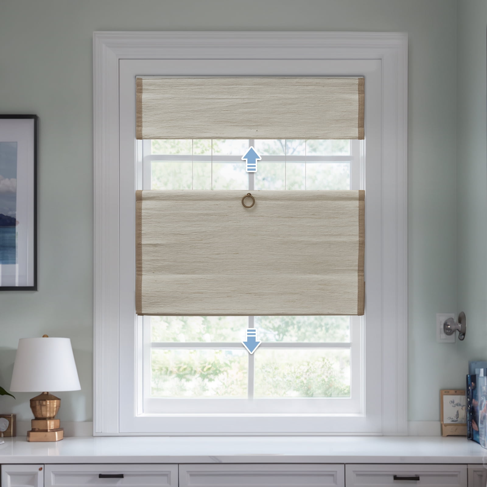 Keego Top Down Bottom Up Roman Shades for Windows Cordless Natural ...
