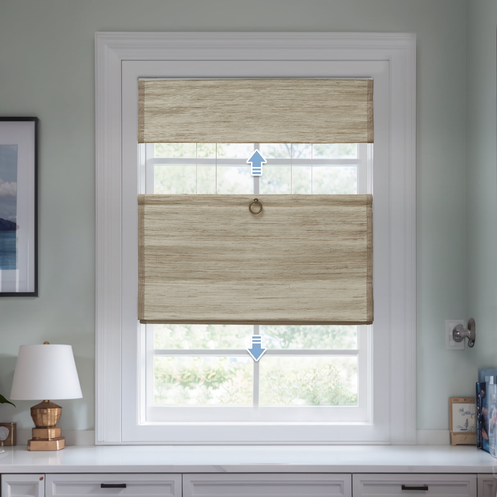 Keego Top Down Bottom Up Roman Shades for Windows Cordless Natural ...