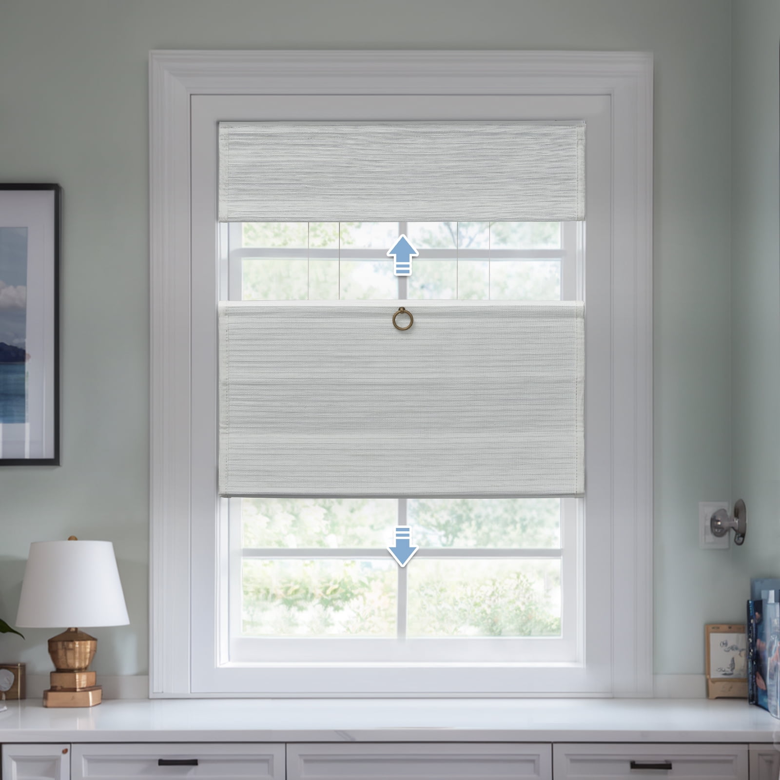 Keego Top Down Bottom Up Roman Shades for Windows Cordless Natural ...