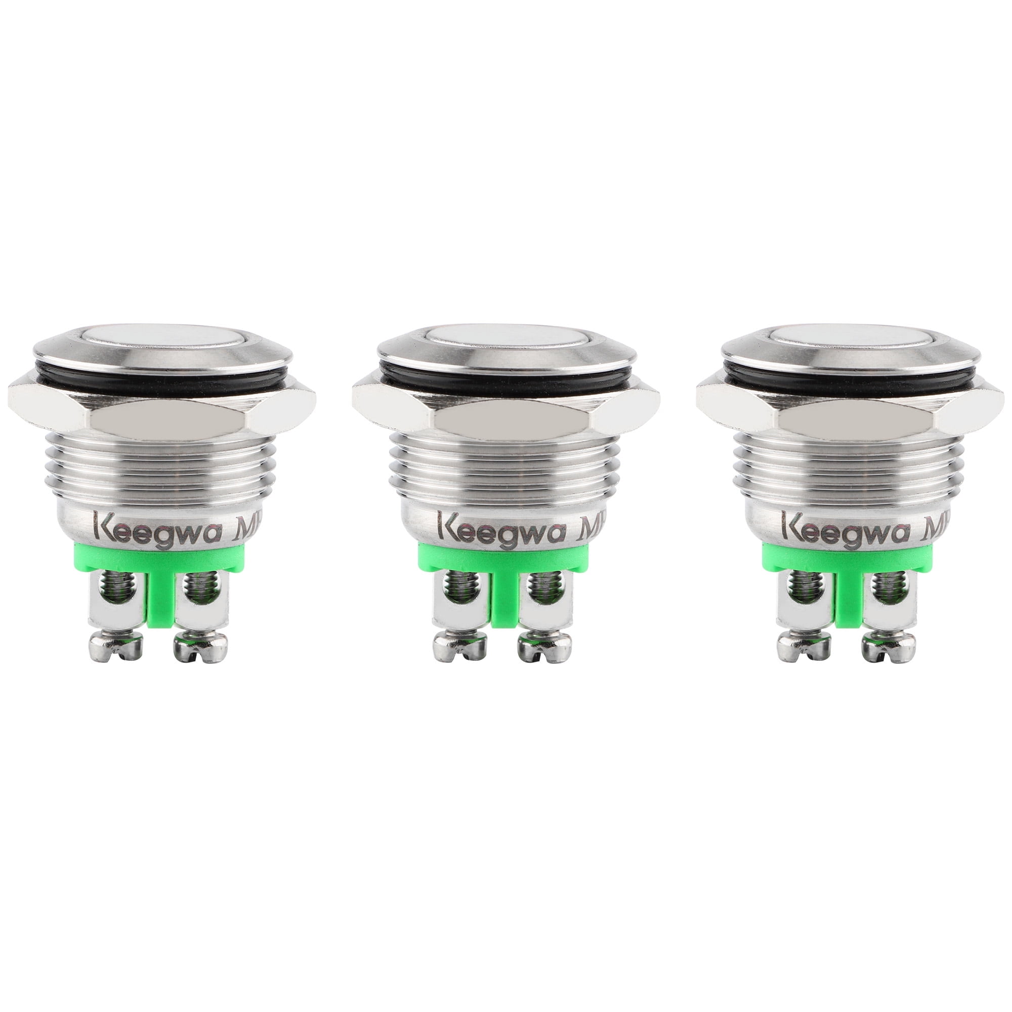Keegwa (3 PCS) 16MM Momentary Push Button Switch Metal Waterproof ...