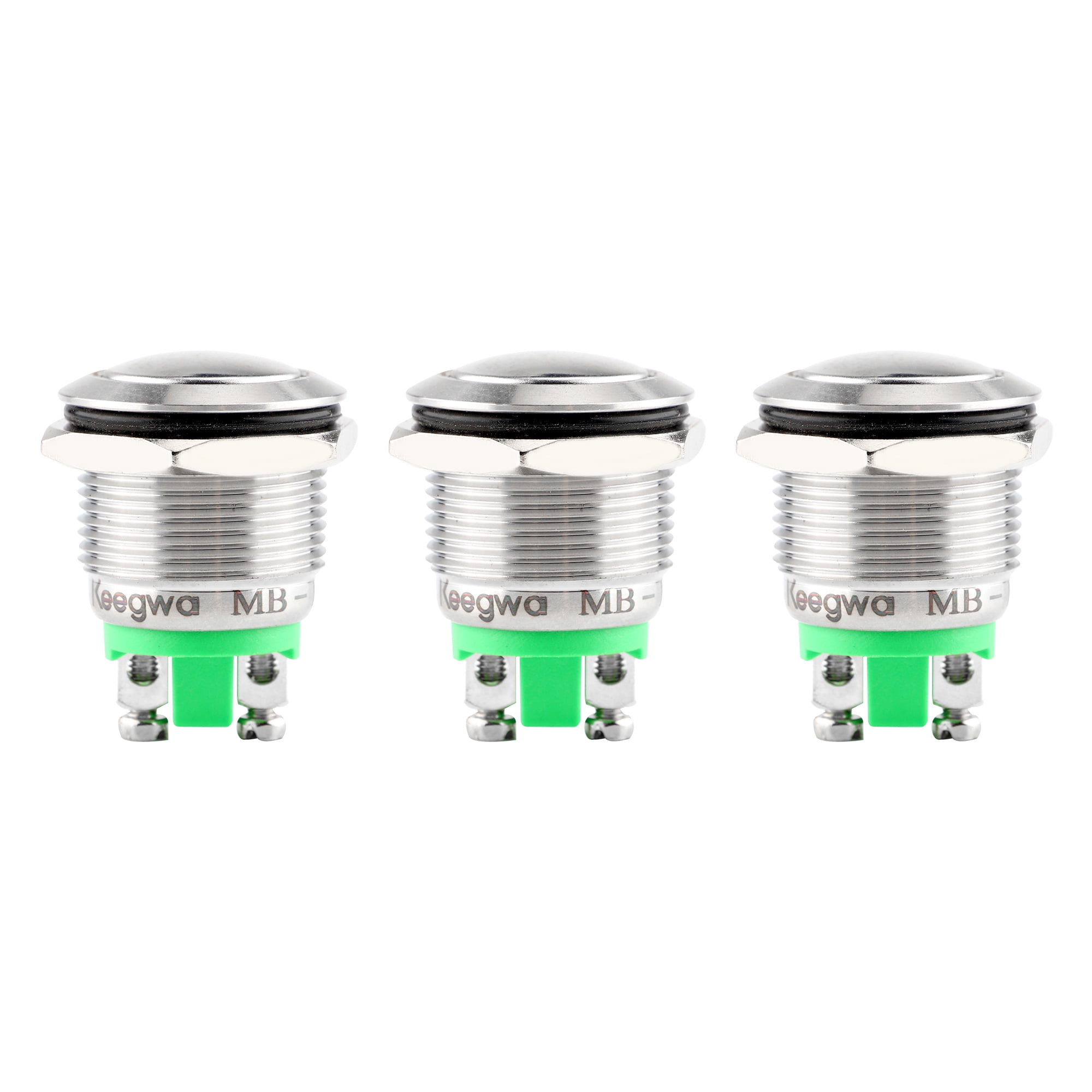 Keegwa (3 PCS) 19MM Momentary Push Button Switch Metal Waterproof ...