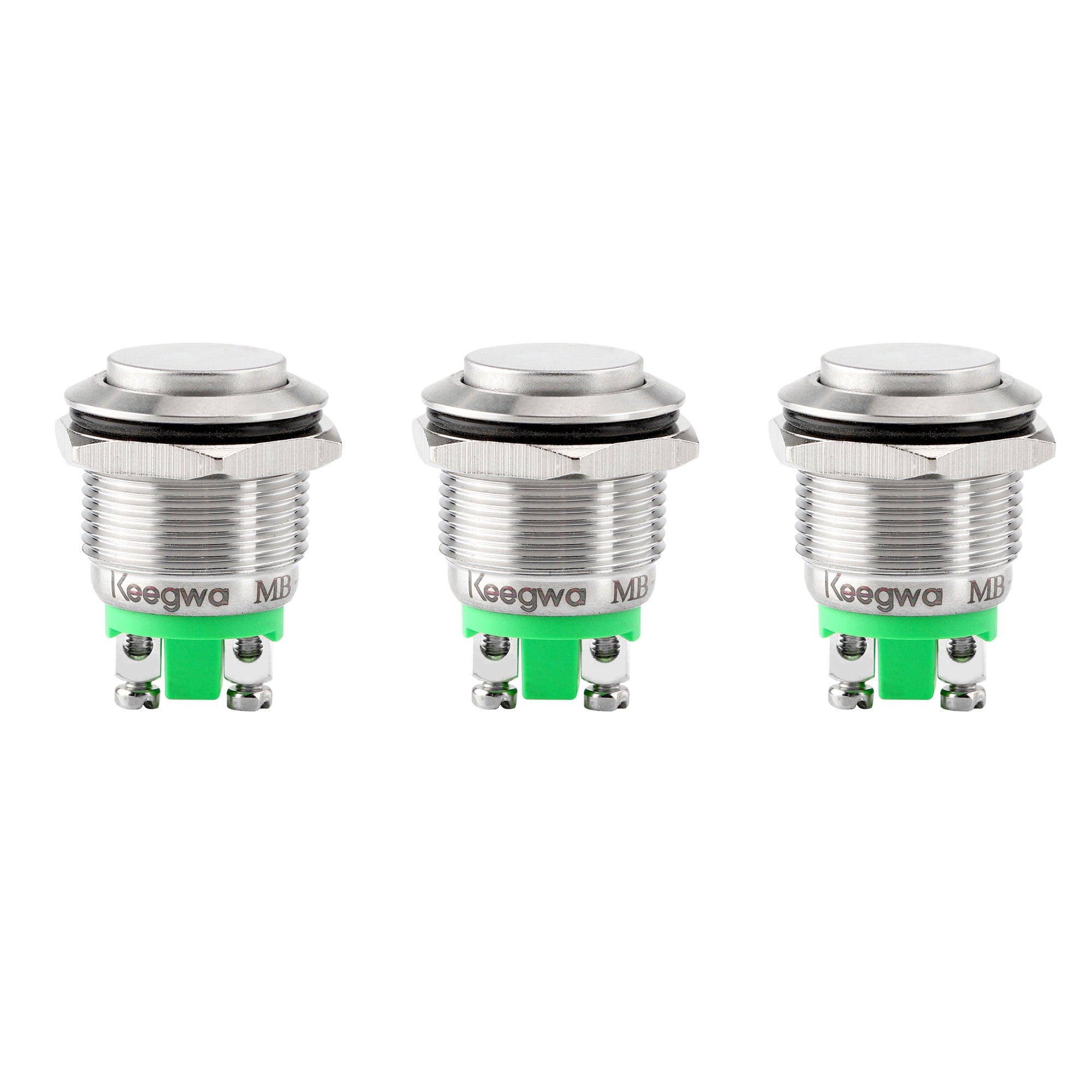Keegwa (3 PCS) 19MM Momentary Push Button Switch Metal Waterproof ...