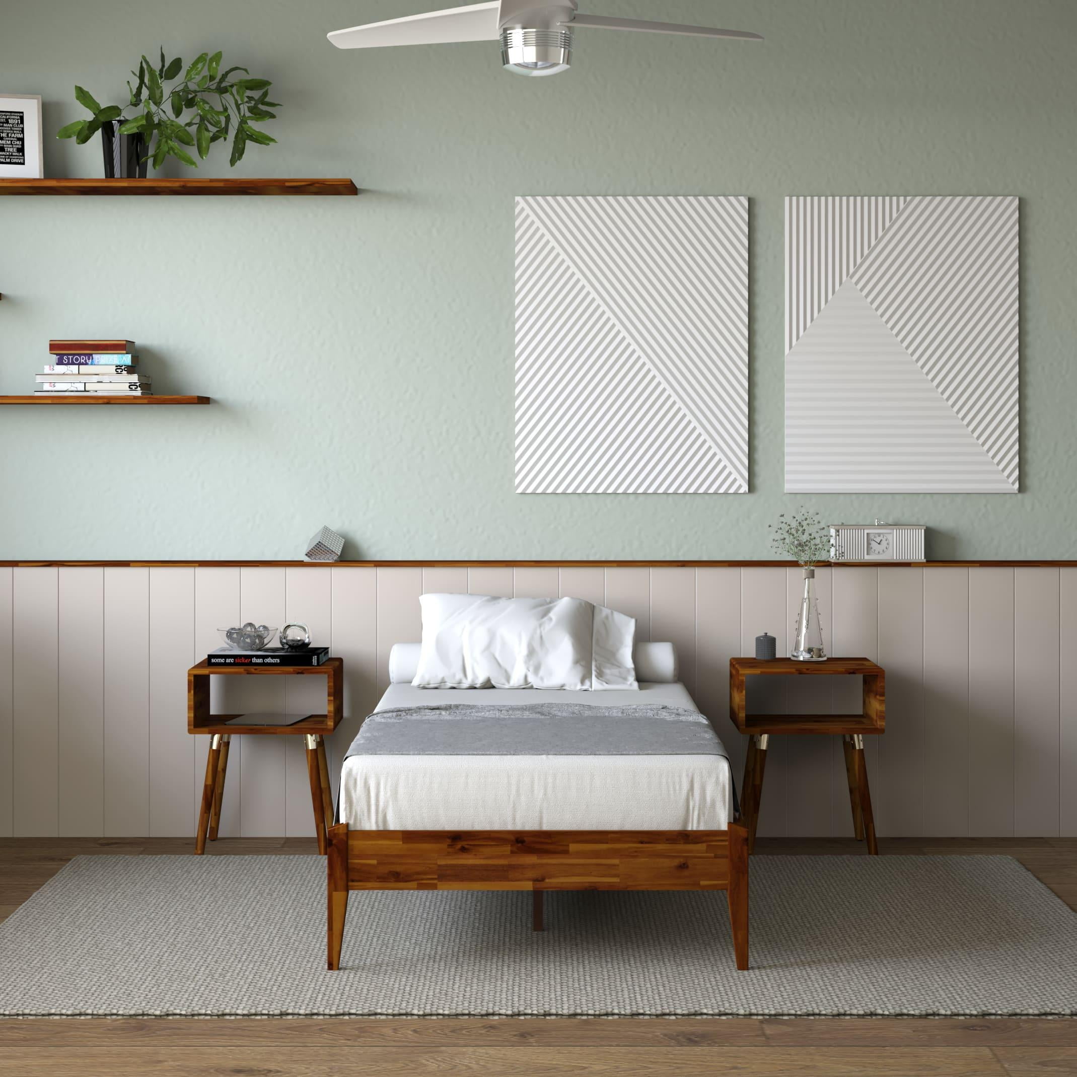 Free Shipping! Bme Dinkee 15" Solid Wood Platform Bed Frame Without ...