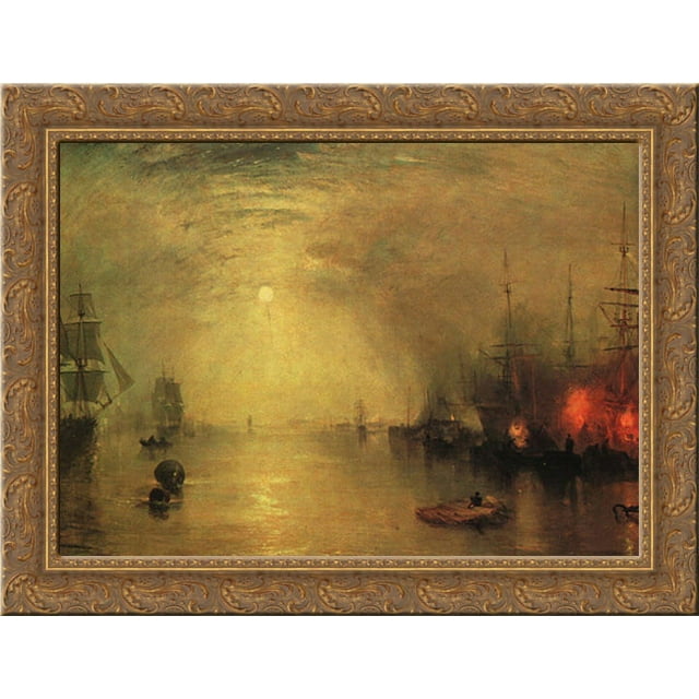 Keelman Heaving in Coals by Night 24x20 Gold Ornate Wood Framed Canvas ...