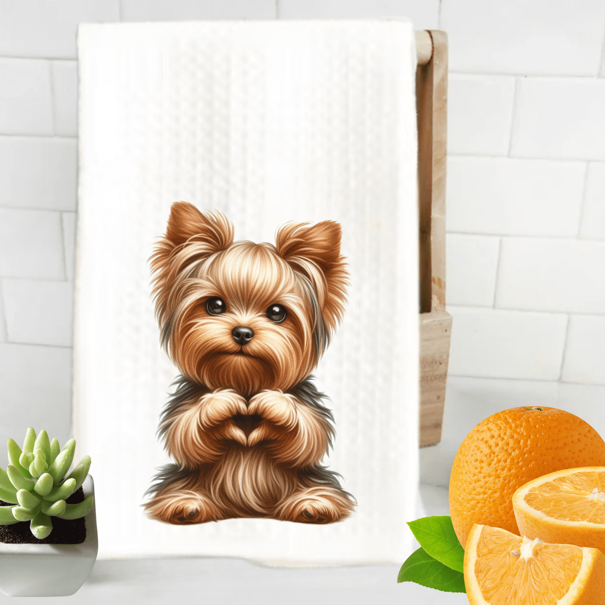 Keely’s Yorkshire Terrier Puppy Dog Dish Towel, Microfiber 16 x 24 ...