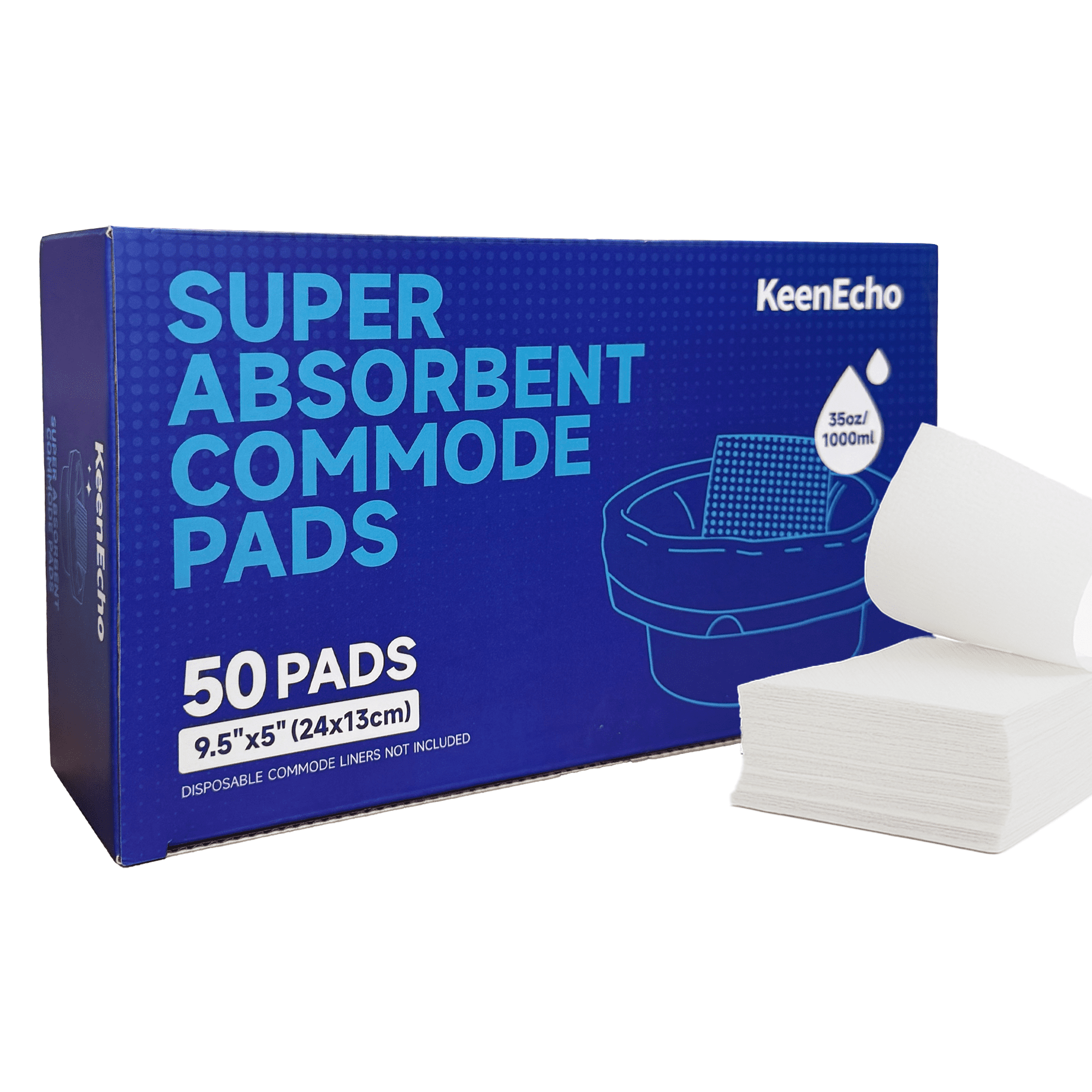 KeenEcho Super Absorbent Commode Pads 50 Count – Disposable Gel Pads ...