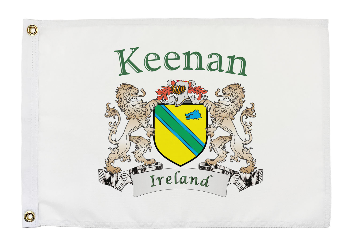 Keenan Irish Coat of Arms Small White Flag - 16"x10.5" inches - Walmart.com