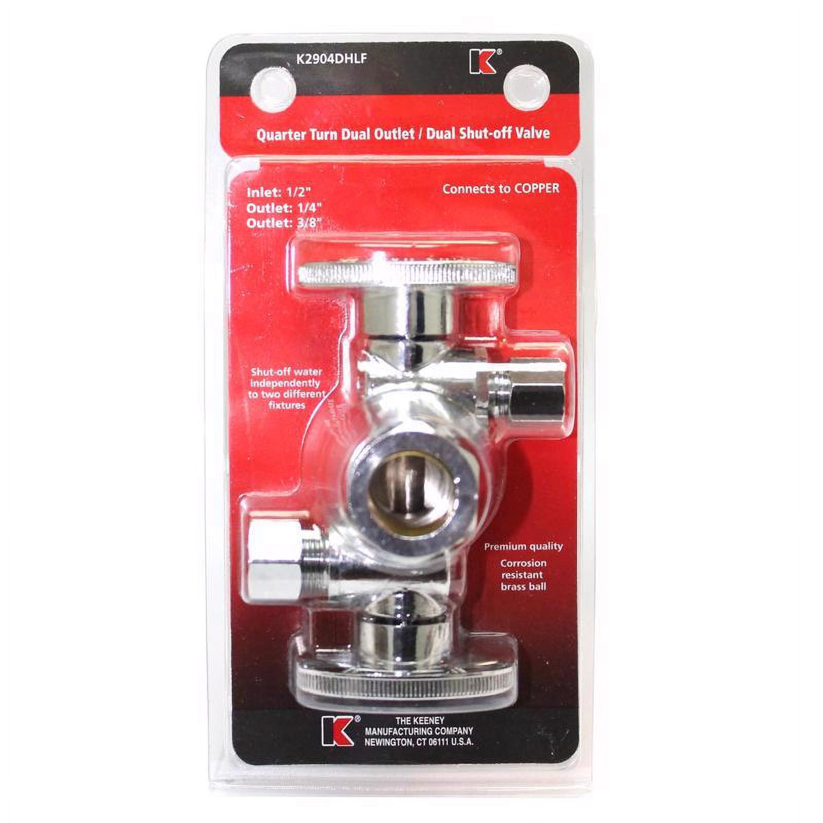 Plumb Pak K2904DHLF Dual Shut-Off Valve, 5/8 x 3/8 x 1/4 in Connection ...