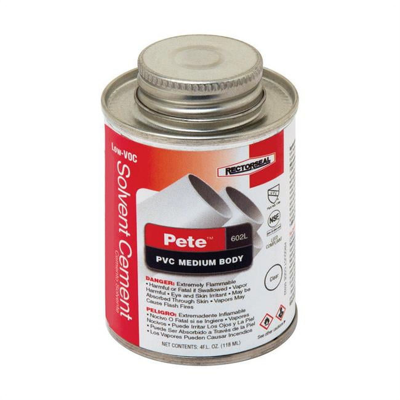 RectorSeal Pete Clear Solvent Cement For PVC 4 oz - Walmart.com