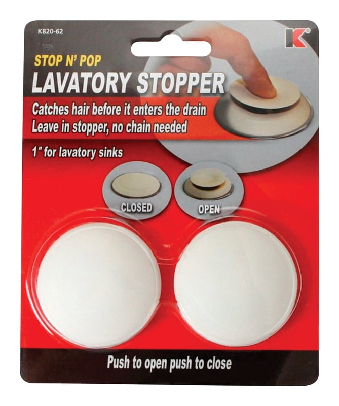 Keeney 1 in. White Rubber Lavatory Pop Up Stopper, 2-Pack, Push to Open ...