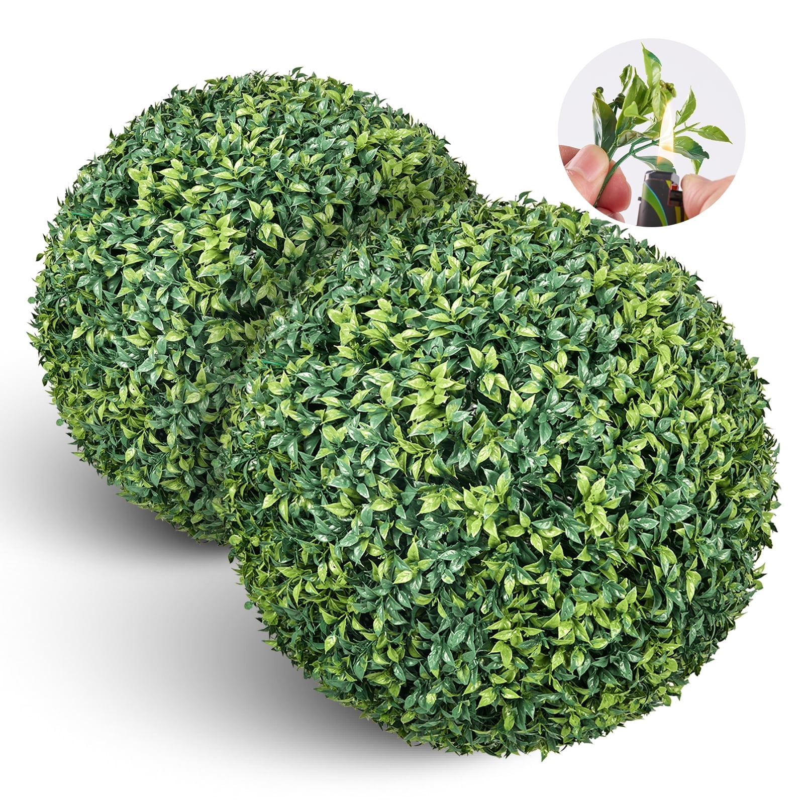 Keenmark Home 2 PCS 19" Artificial Plant Topiary Ball, Boxwood Faux ...
